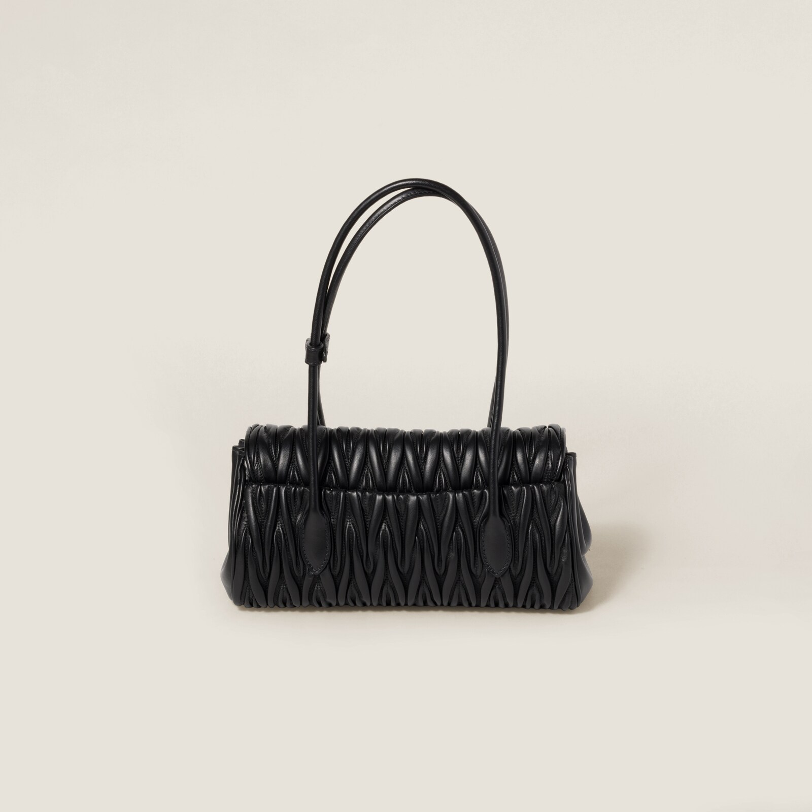 Black Matelassé Nappa Leather Shoulder Bag | Miu Miu