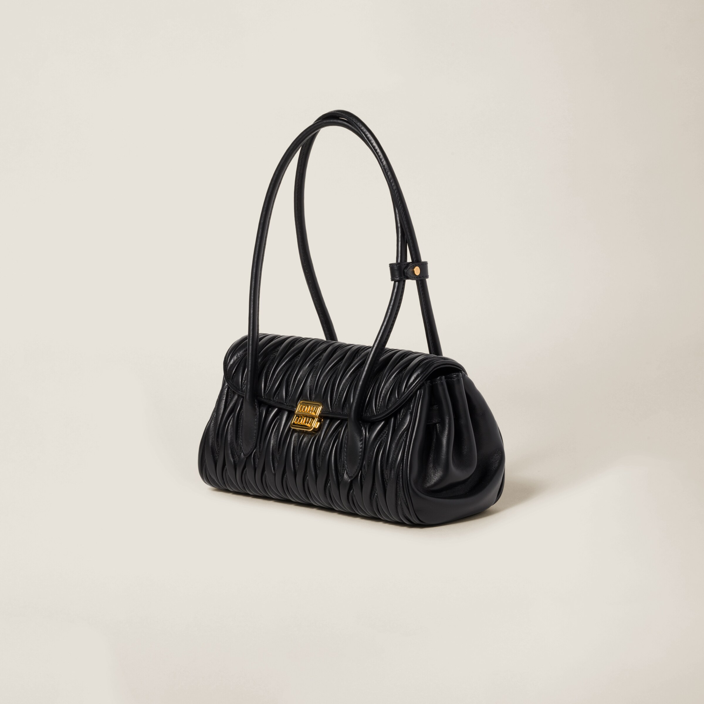 Black Matelassé Nappa Leather Shoulder Bag | Miu Miu