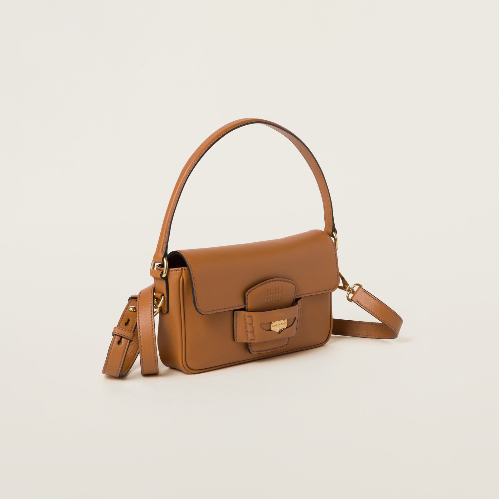 Cognac Penny Leather Bag | Miu Miu