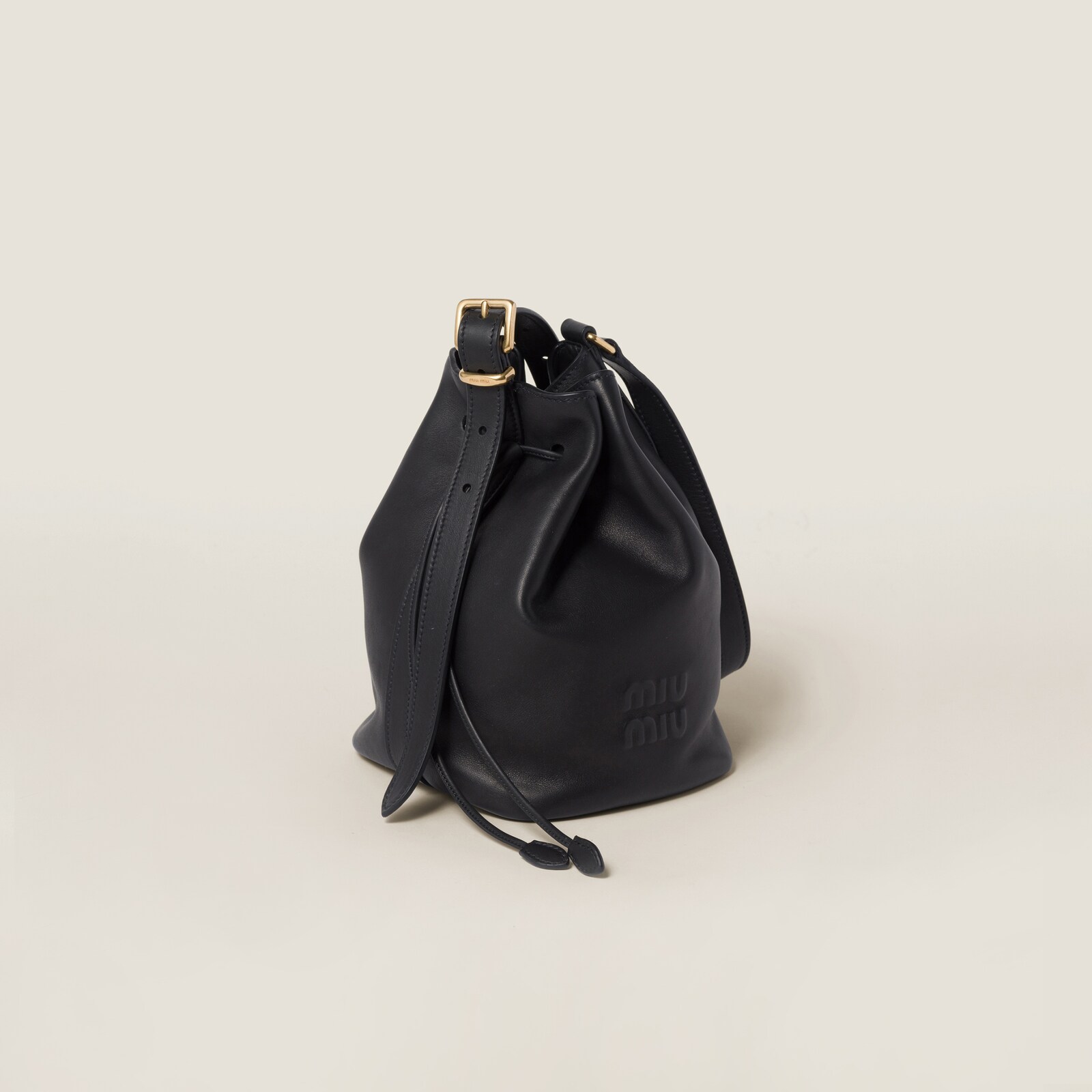 Black Leather Bucket Bag | Miu Miu