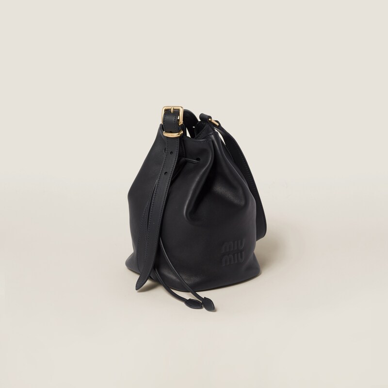 Black Leather Bucket Bag | Miu Miu