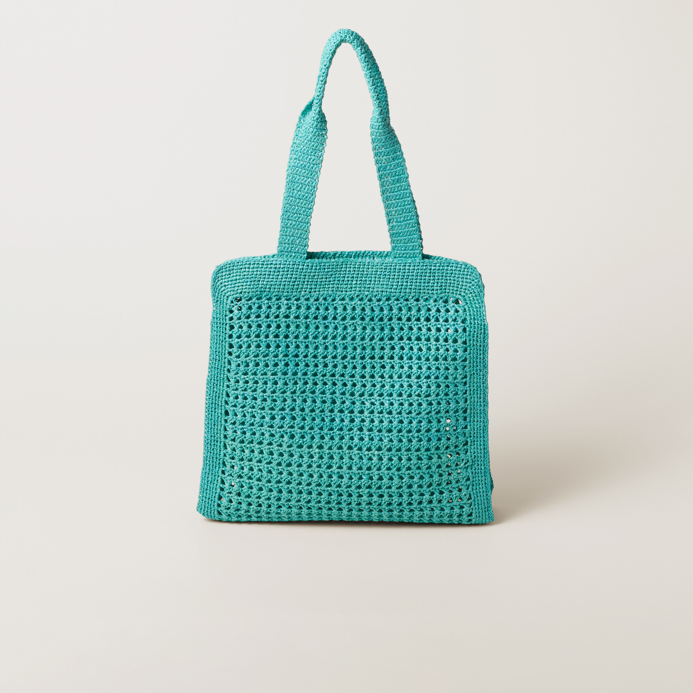Jade Green Woven Fabric Tote Bag | Miu Miu