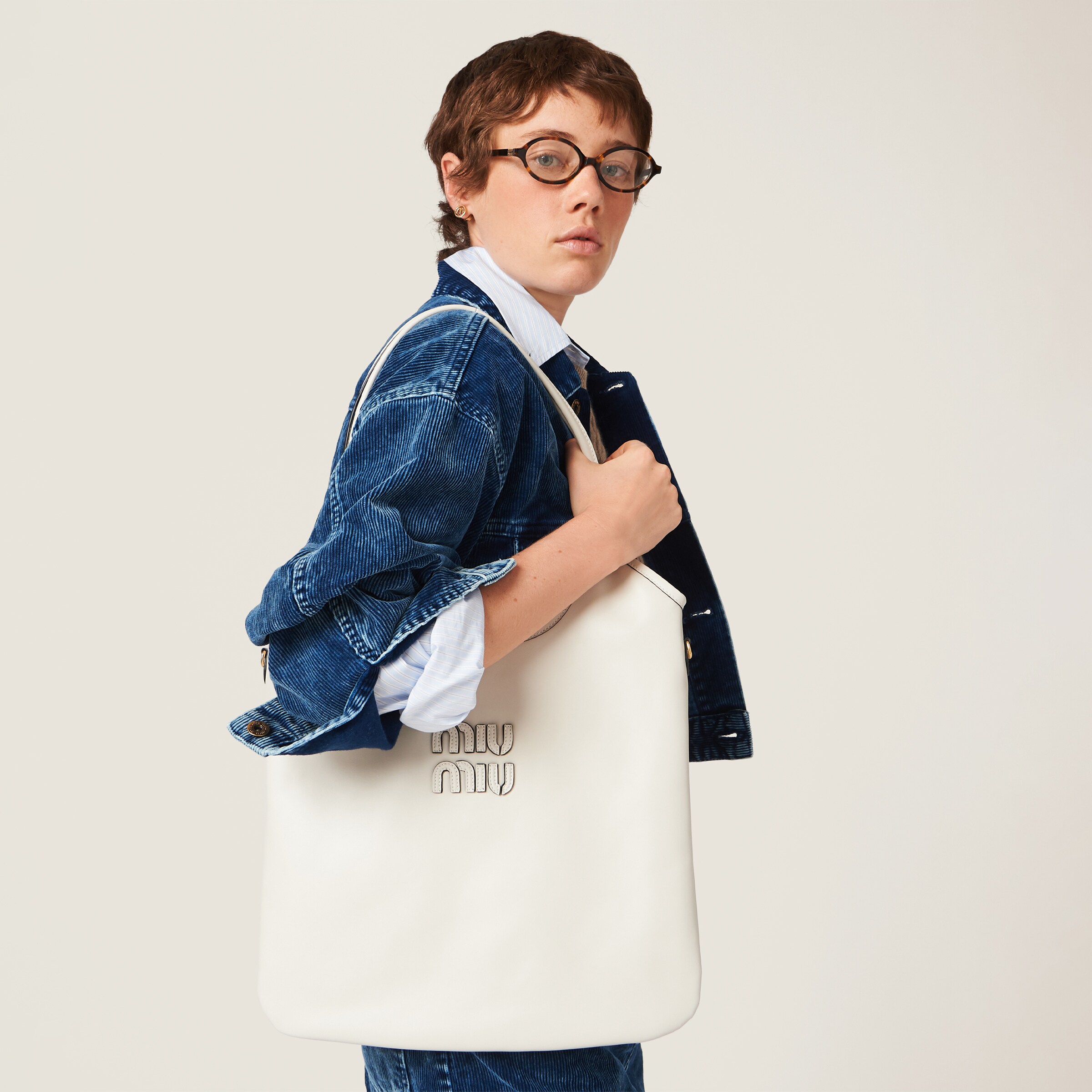 Chalk White Ivy Leather Bag | Miu Miu