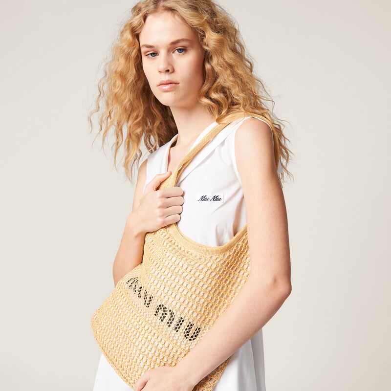 Mini Cabas En Tissu Et Lin Naturel | Miu Miu