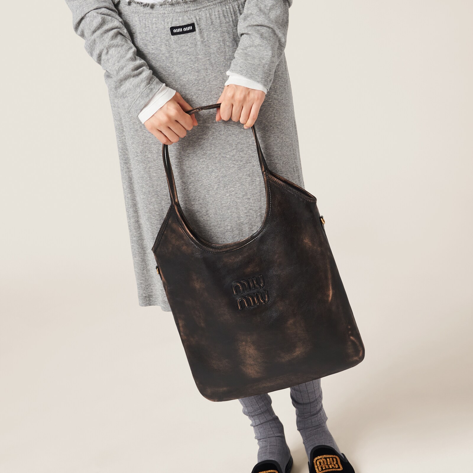 Coffee Ivy Leather Bag | Miu Miu