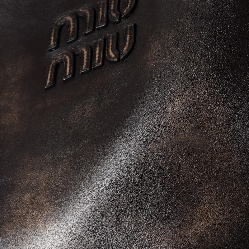 Sand/coffee Ivy Leather Bag | Miu Miu