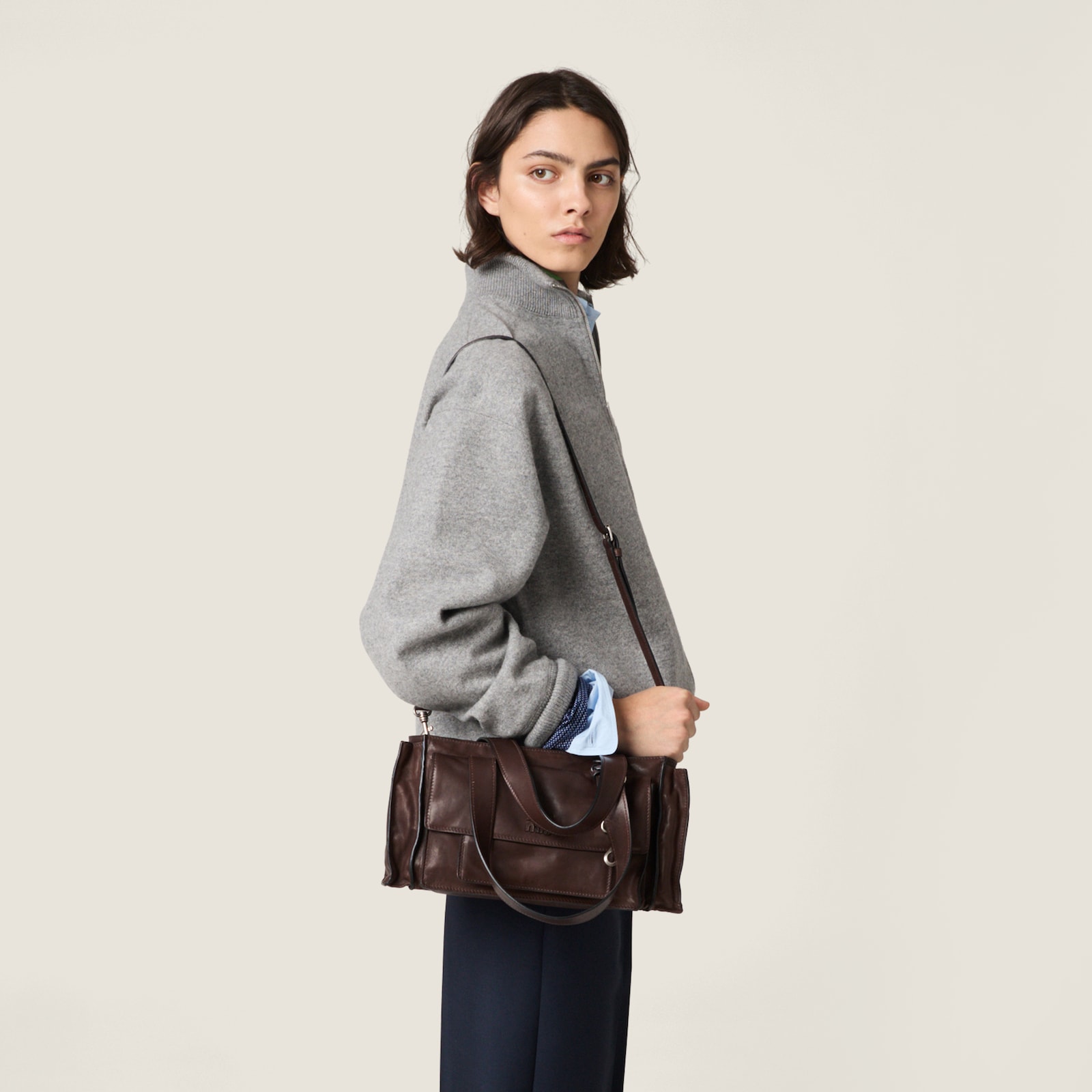 Sienna Utilitaire Nappa Leather Shopping Bag | Miu Miu - United Kingdom