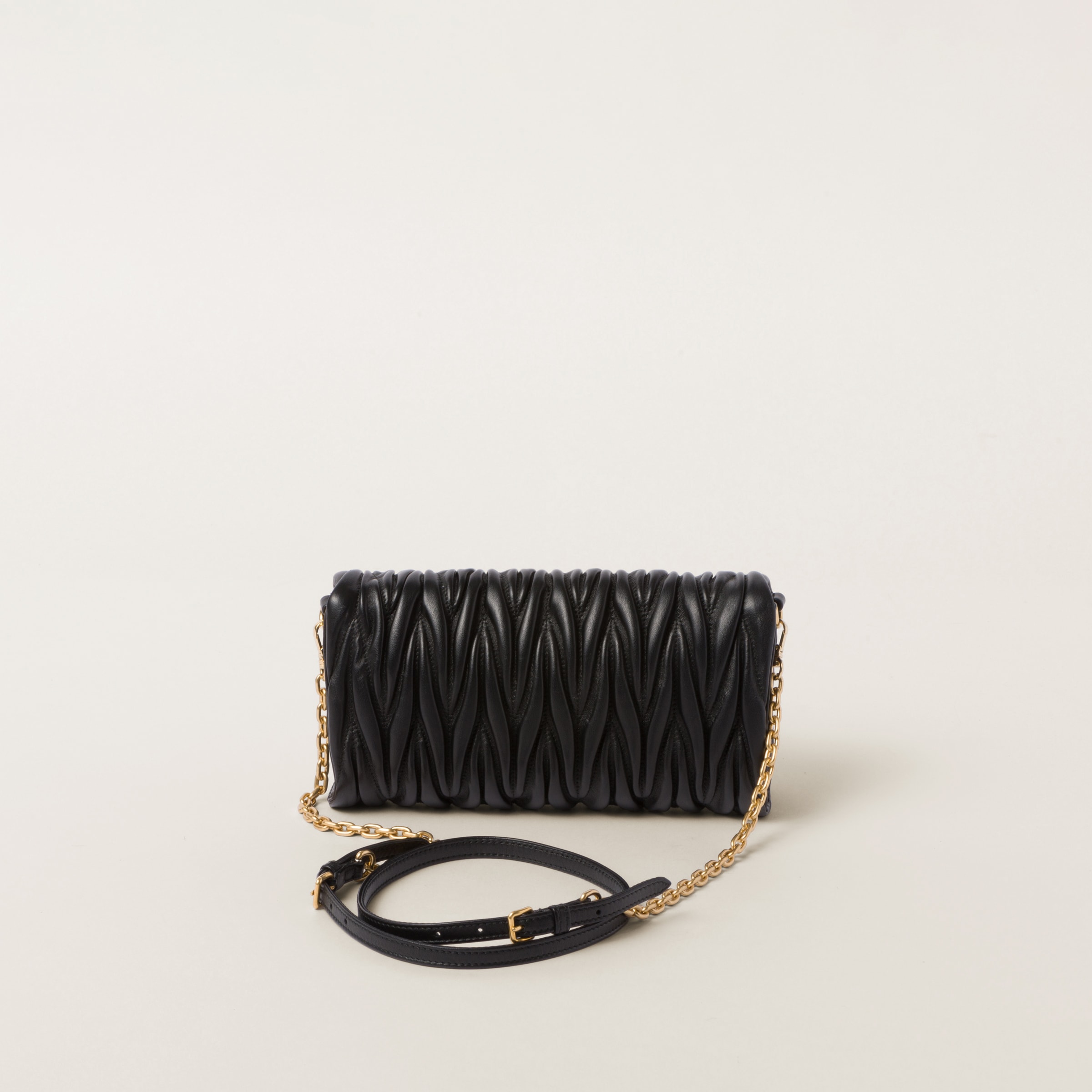 Black Matelassé Nappa Leather Shoulder Bag | Miu Miu