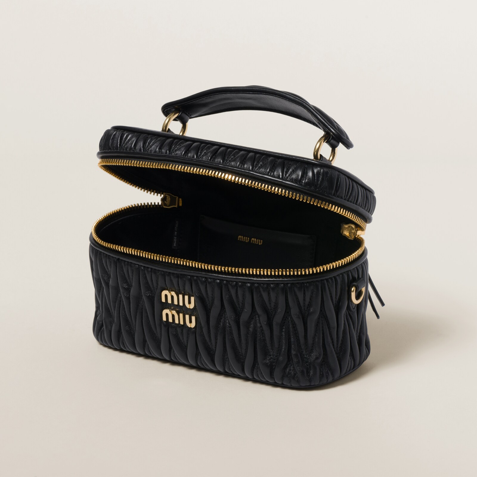 Black Matelassé Nappa Leather Shoulder Bag | Miu Miu