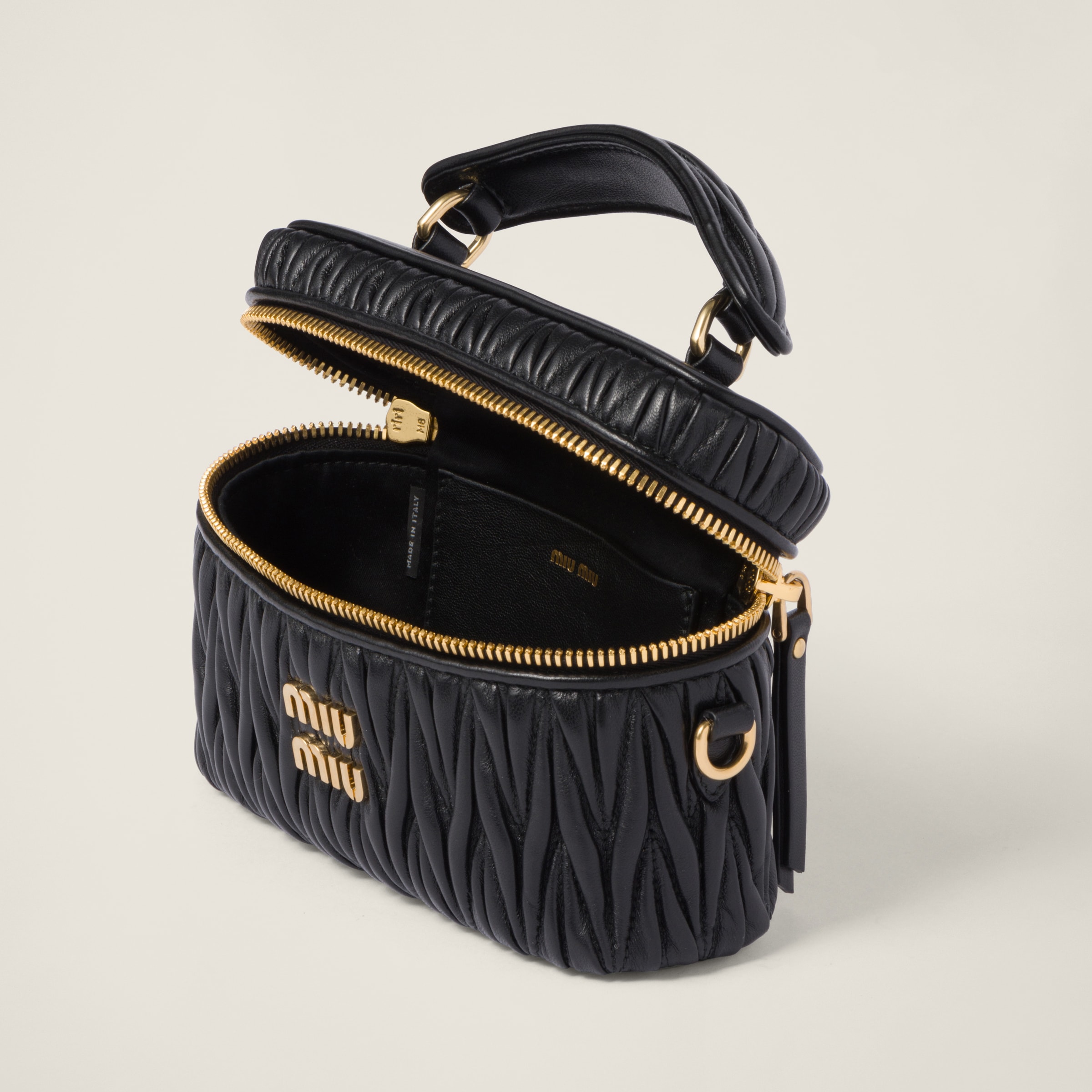 Black Matelassé Nappa Leather Shoulder Bag | Miu Miu