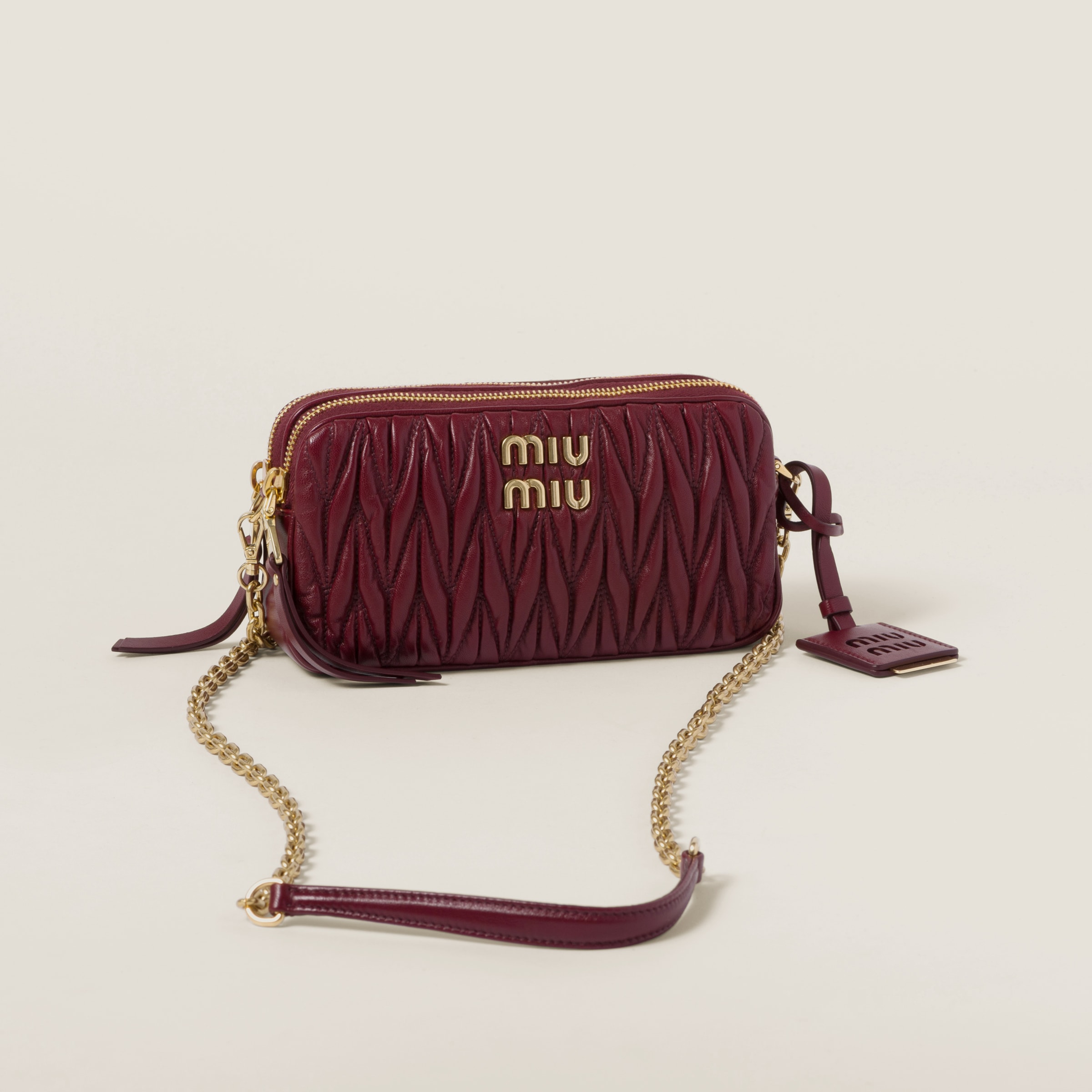 Amaranth Red/maize Yellow Matelassé Nappa Leather Mini-bag | Miu Miu