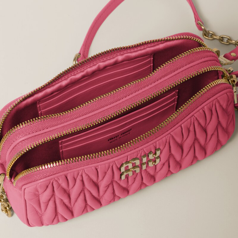 Begonia Pink Matelassé Nappa Leather Mini-bag | Miu Miu
