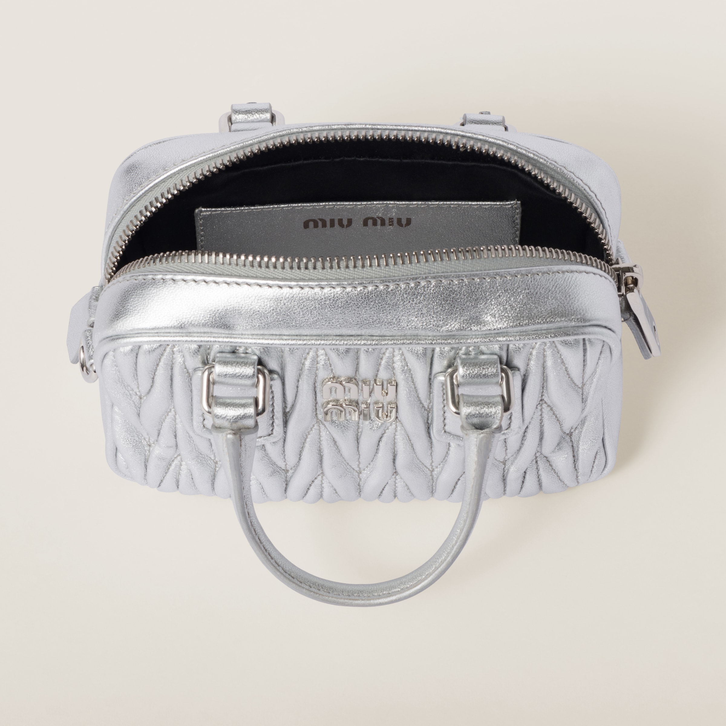 Silver Arcadie Matelassé Nappa Leather Mini-bag | Miu Miu