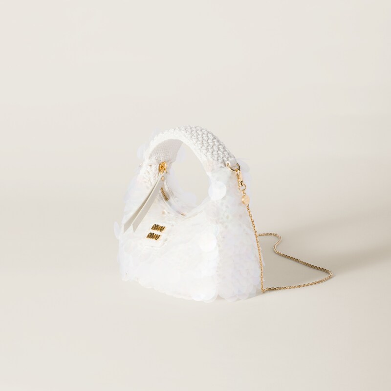 White Wander Sequined Crochet Mini-bag | Miu Miu