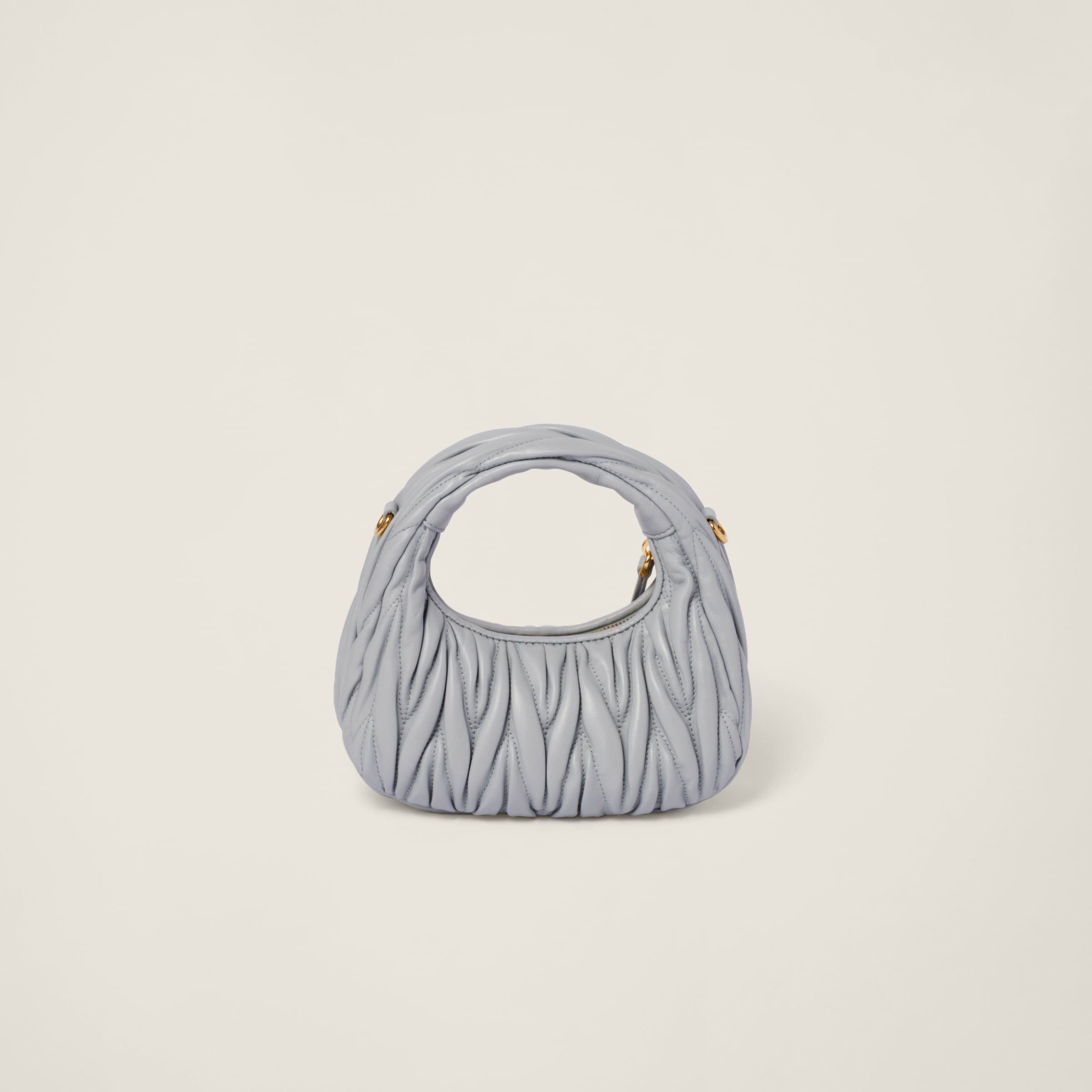 Pearl Gray Wander Matelassé Nappa Leather Hobo Mini-bag Pearl Gray Wander Matelassé Nappa Leather Hobo Mini-bag
