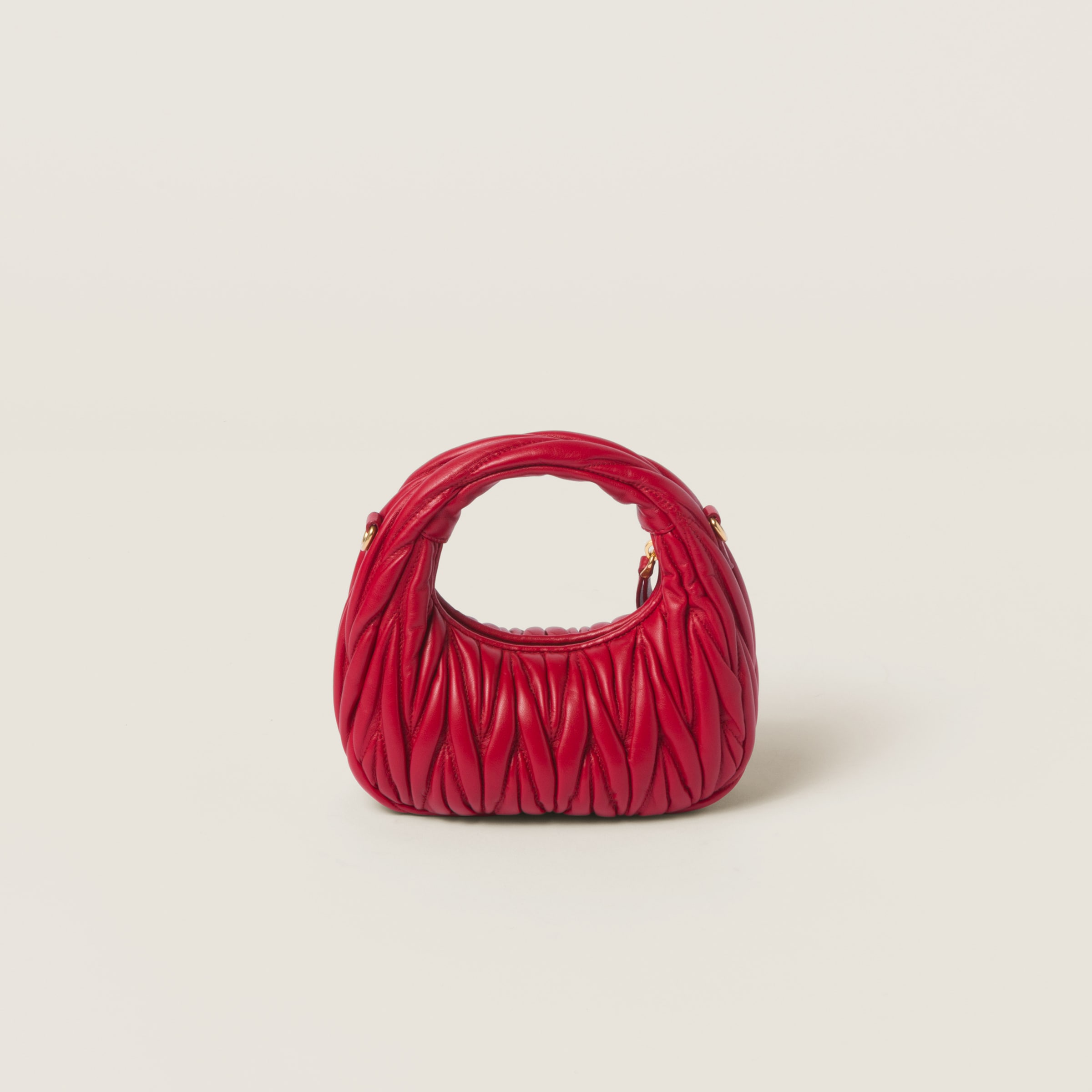 Red Wander Matelassé Nappa Leather Hobo Mini-bag | Miu Miu