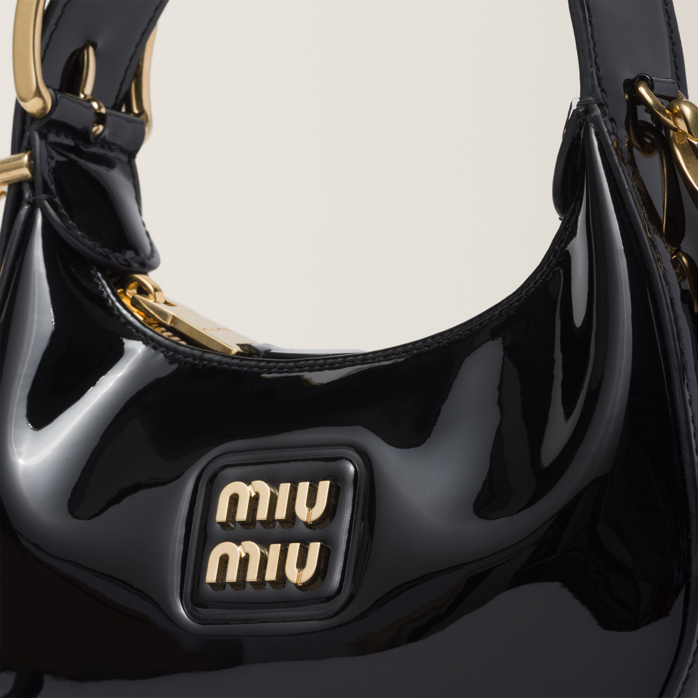 Black Patent Leather Hobo Bag | Miu Miu