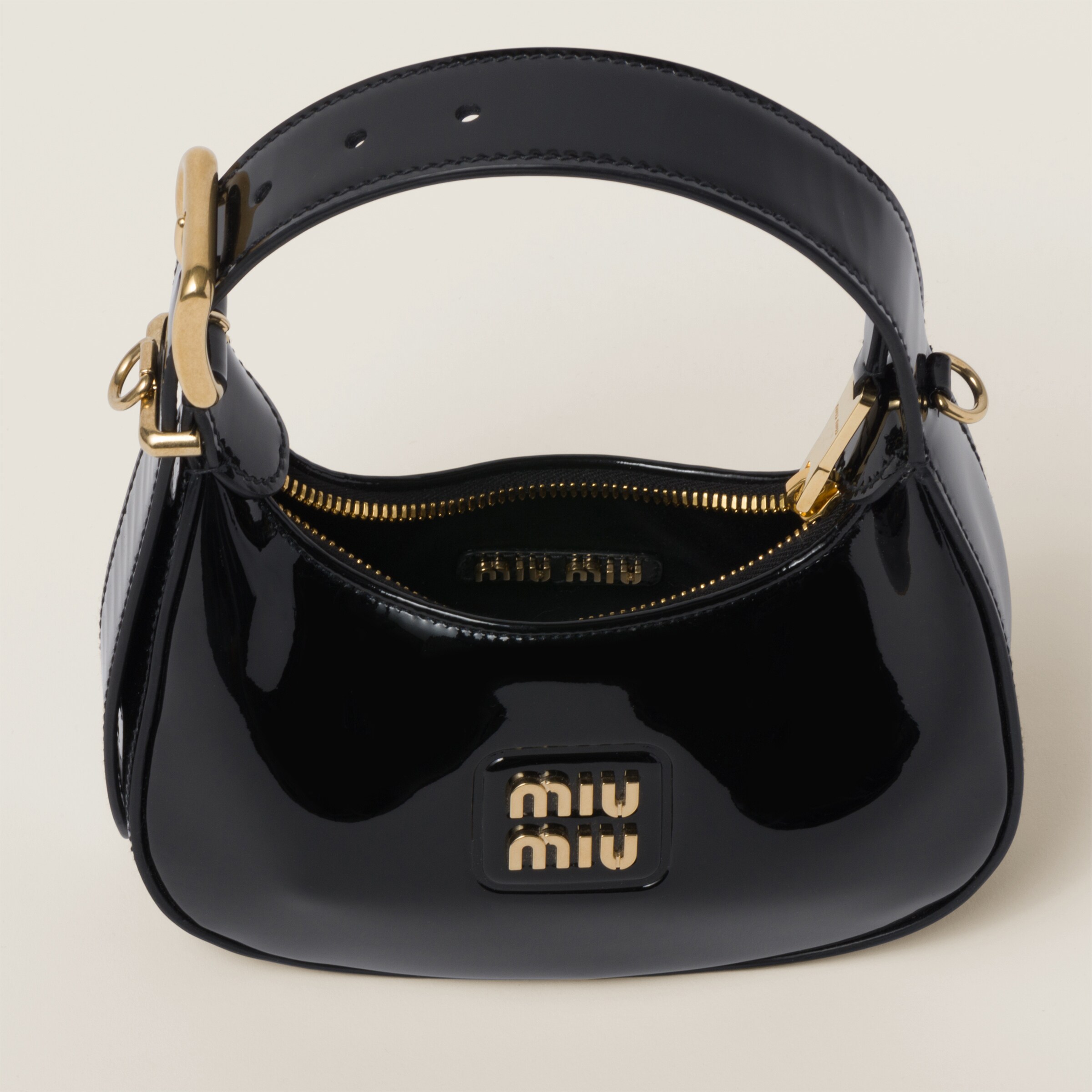 Black Patent Leather Hobo Bag | Miu Miu