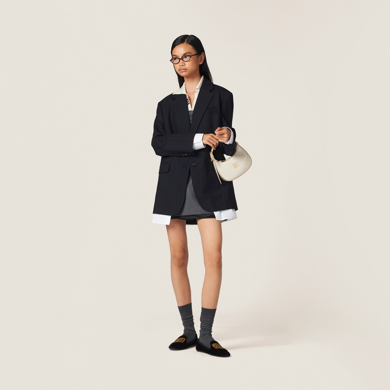 Ivory Patent Leather Hobo Bag | Miu Miu