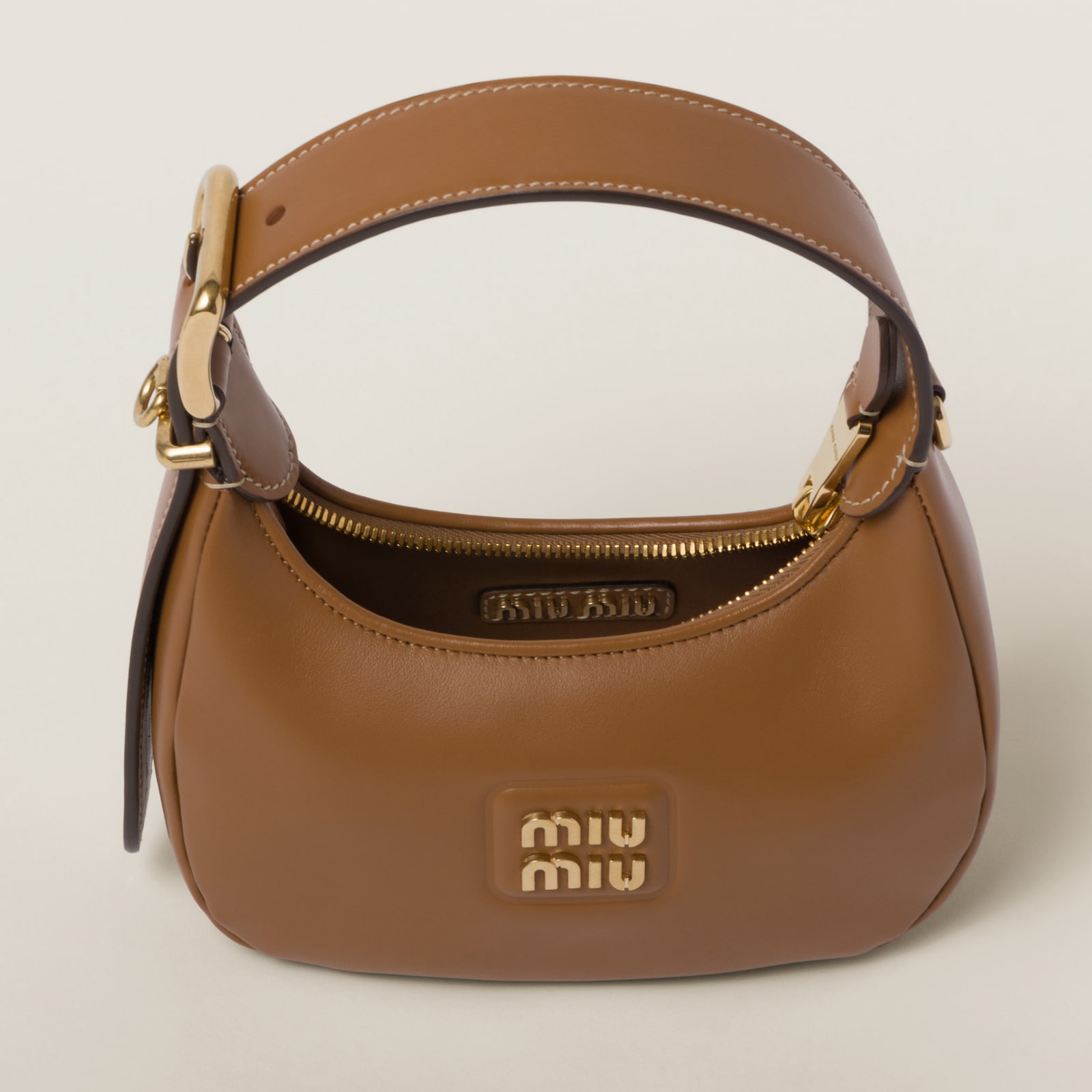 Caramel Leather Hobo Bag | Miu Miu