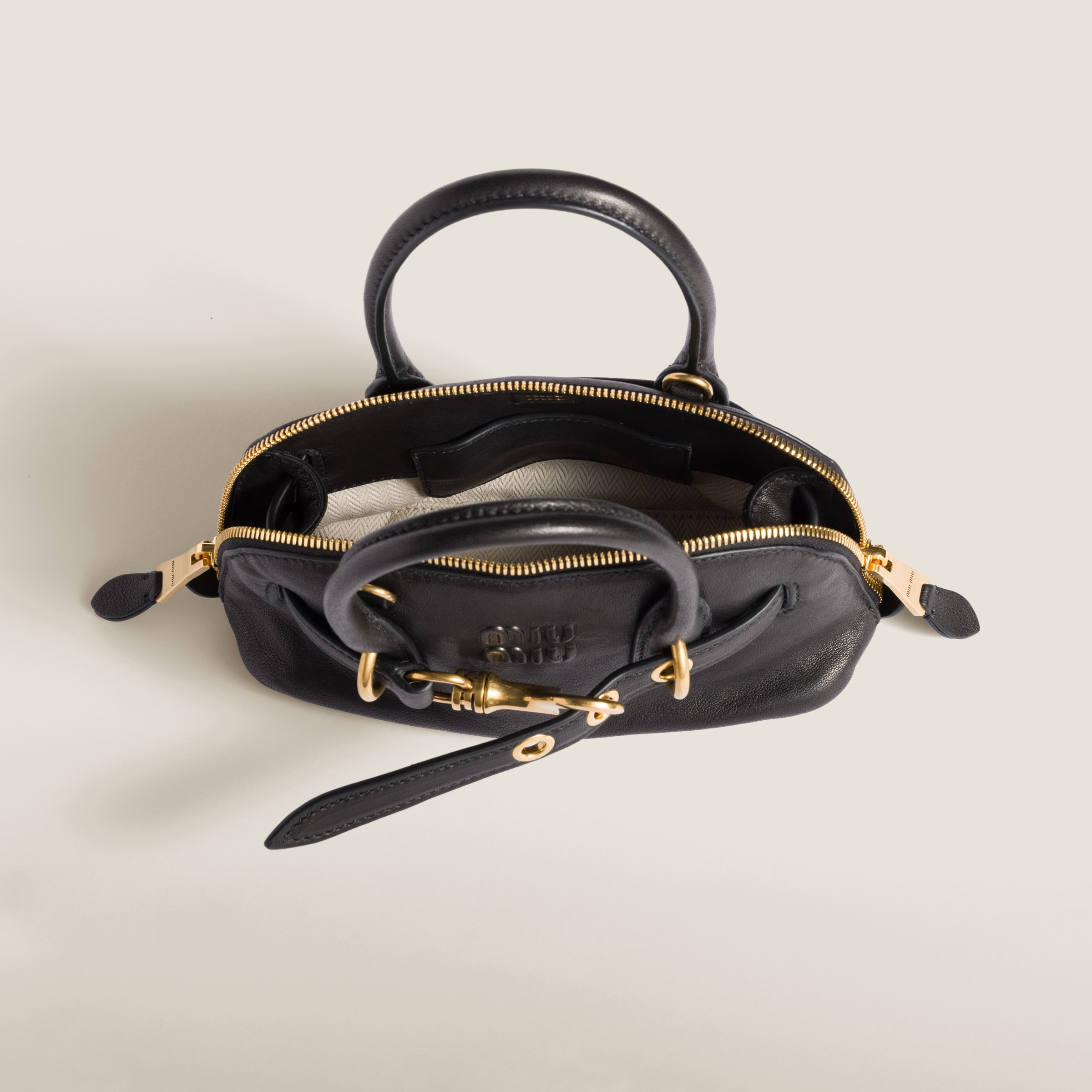Black Aventure Mini Nappa Leather Bag | Miu Miu