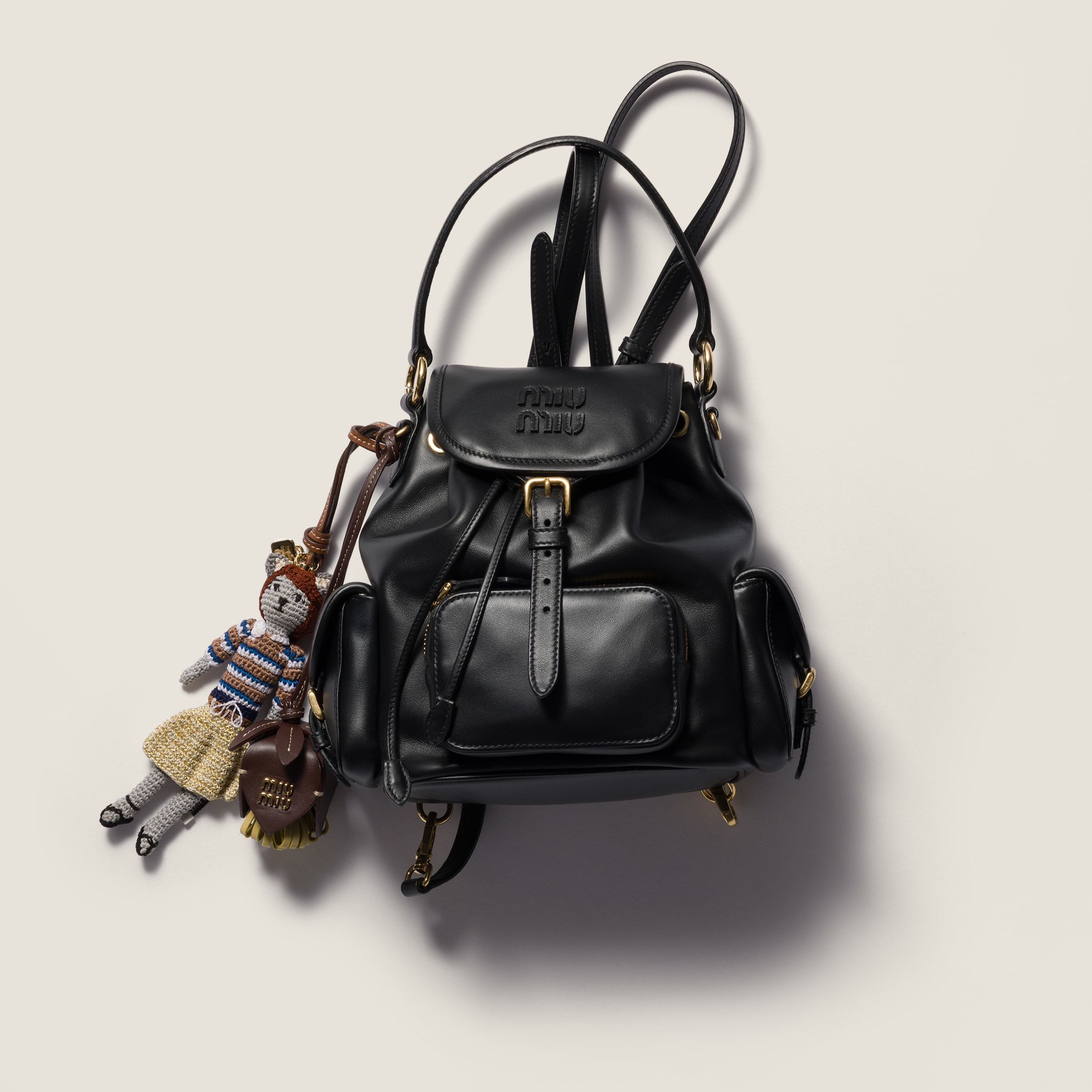 Black Leather Backpack | Miu Miu