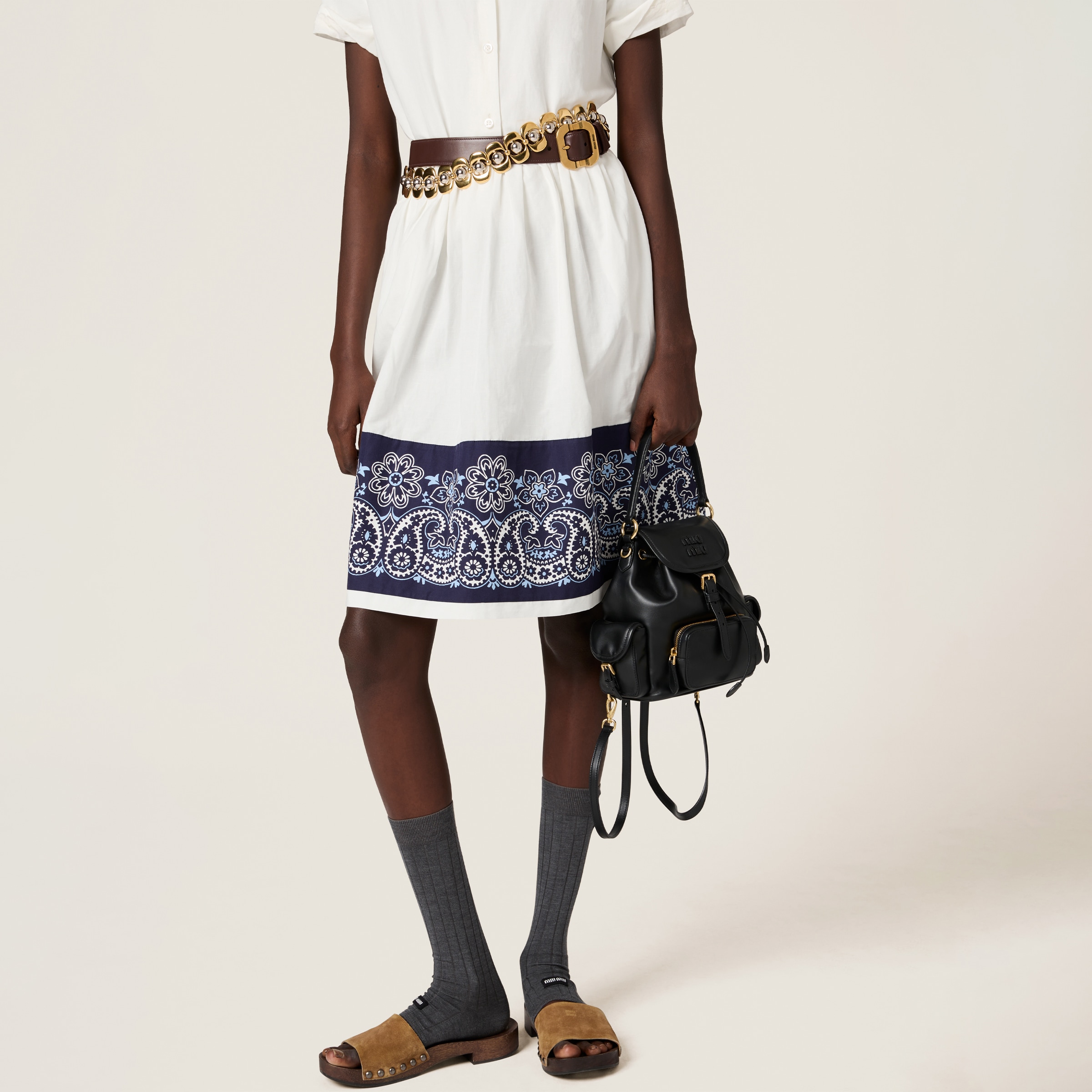 Black Leather Backpack | Miu Miu - United States