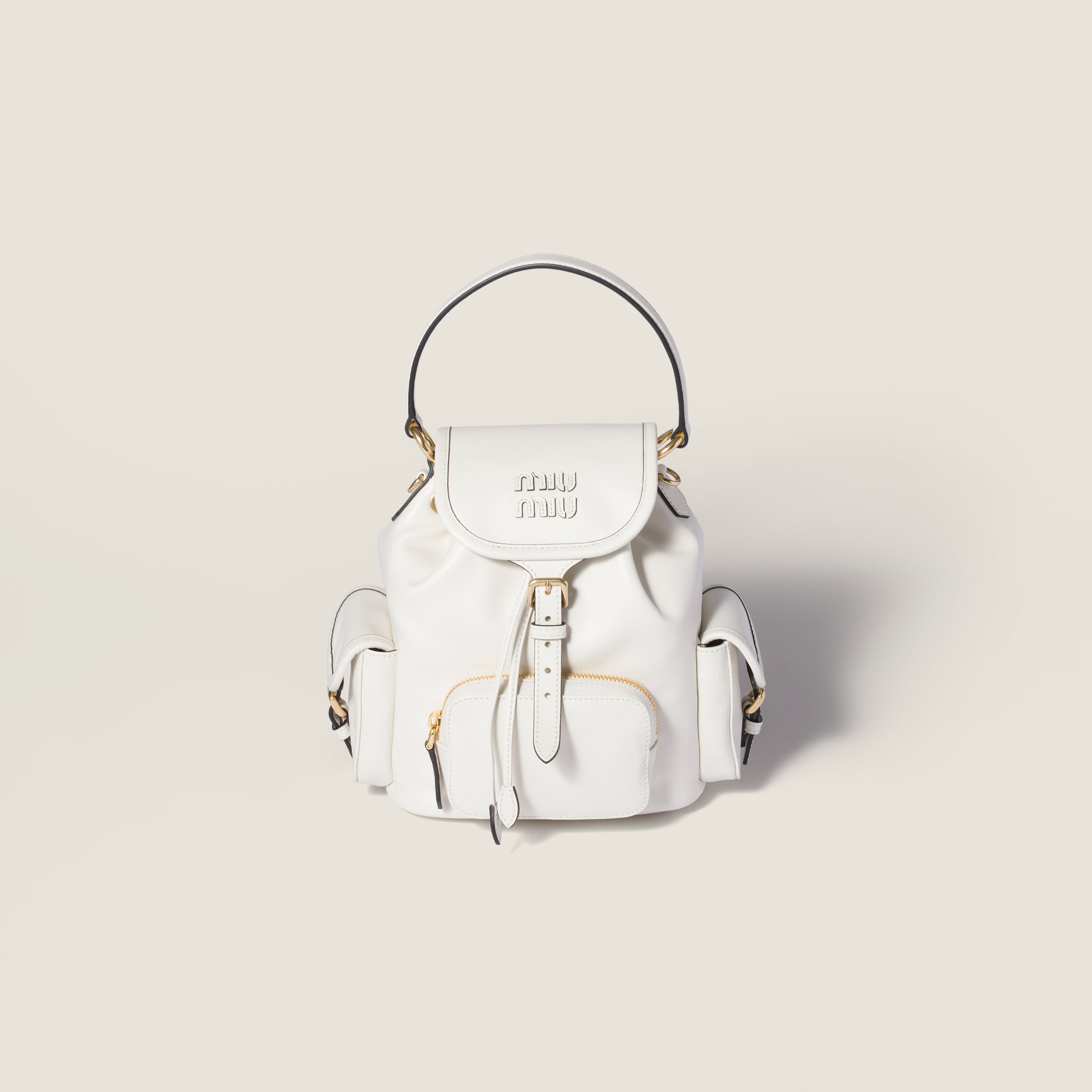 prada white leather backpack