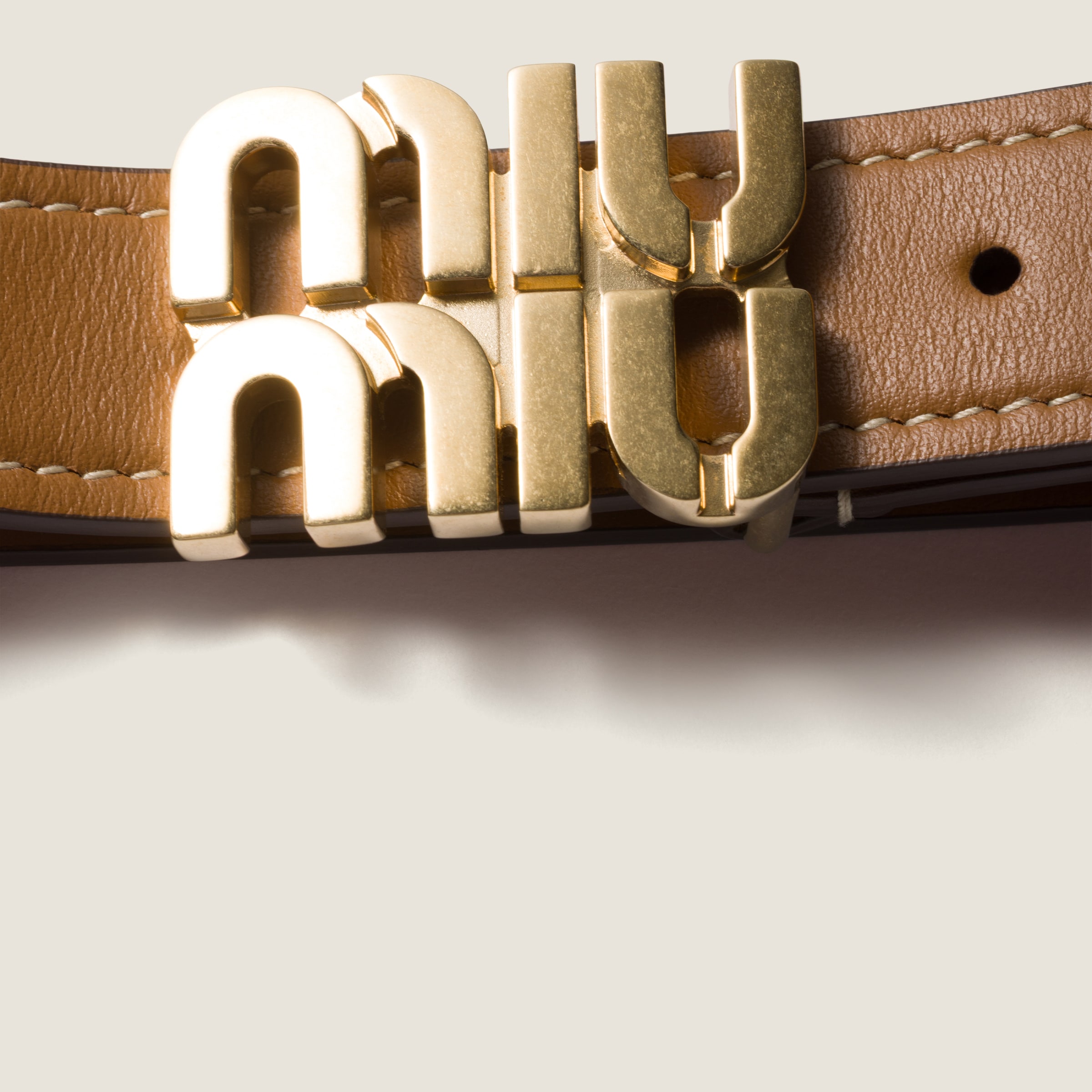 Caramel Leather Belt | Miu Miu