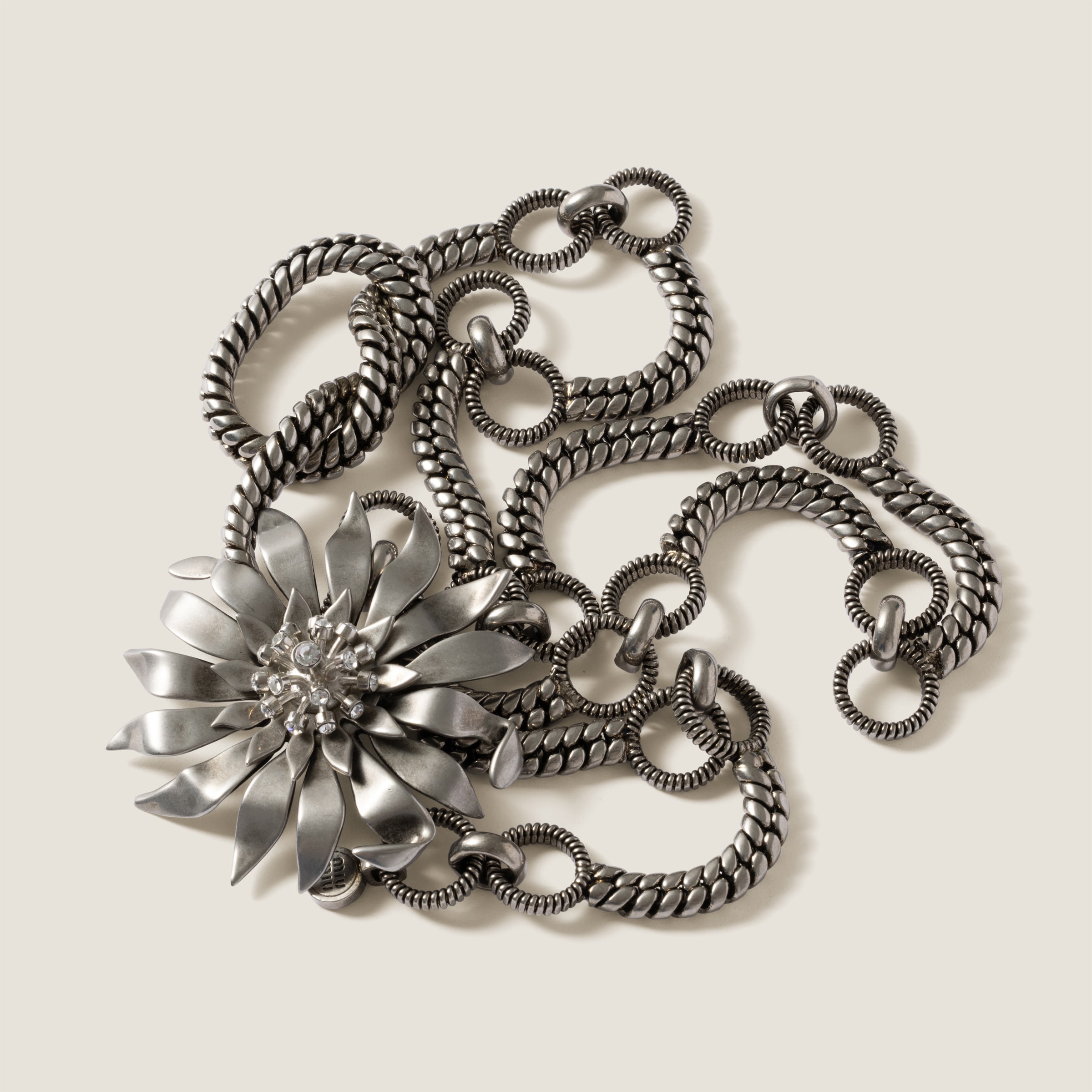 Silver Metal Belt With Crystals | Miu Miu