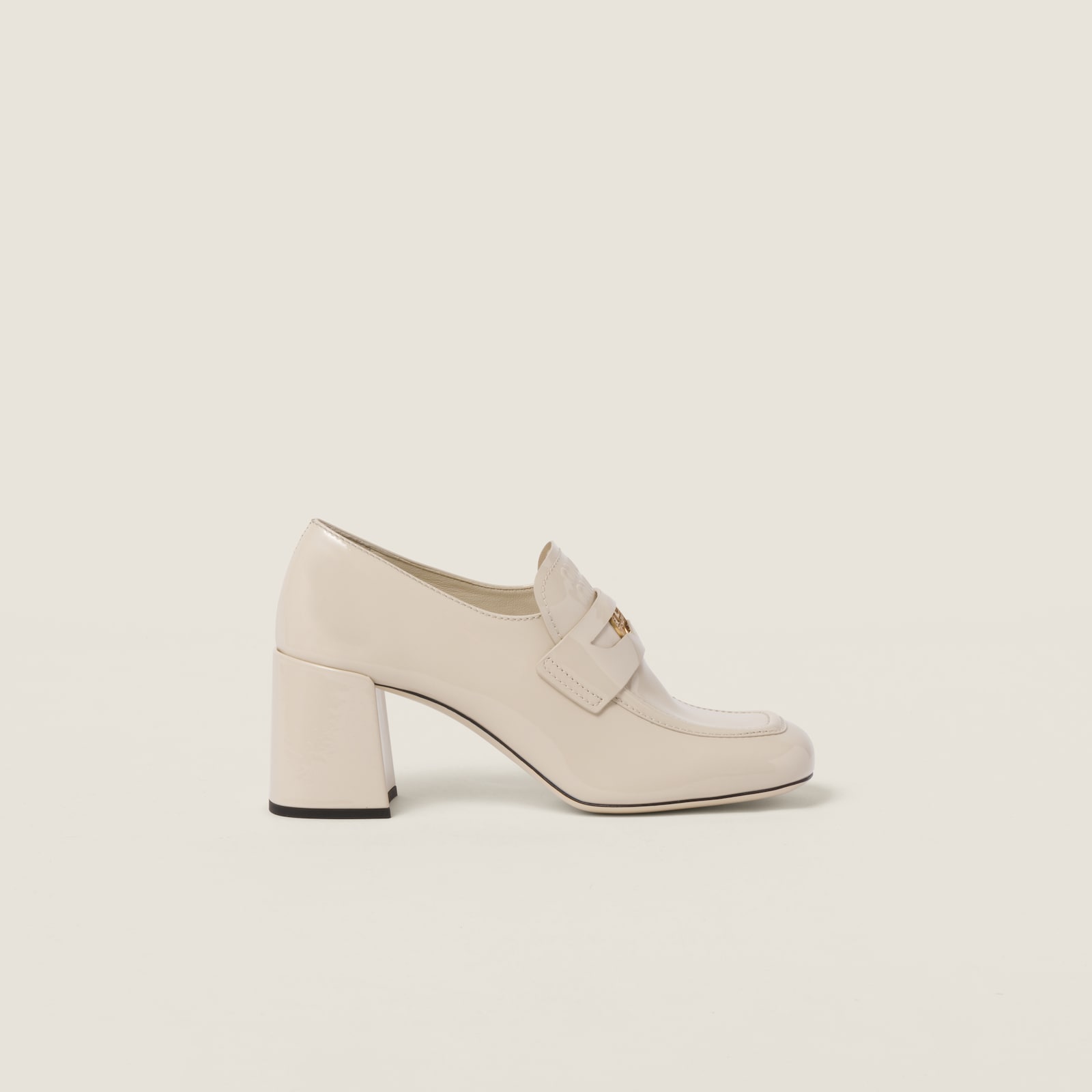 Ivory Patent Leather Loafers | Miu Miu
