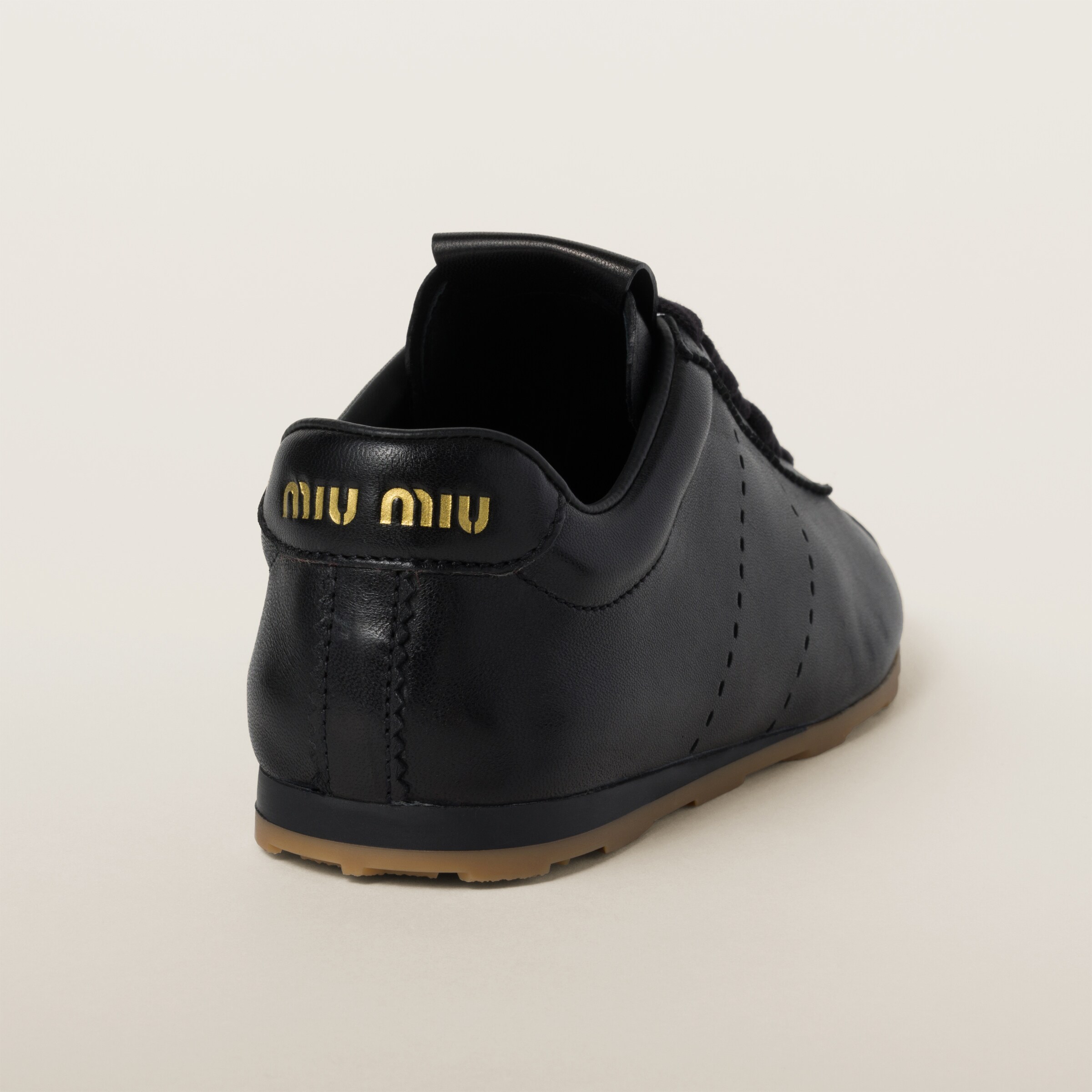 Baskets En Cuir Nappa Plume Noir | Miu Miu