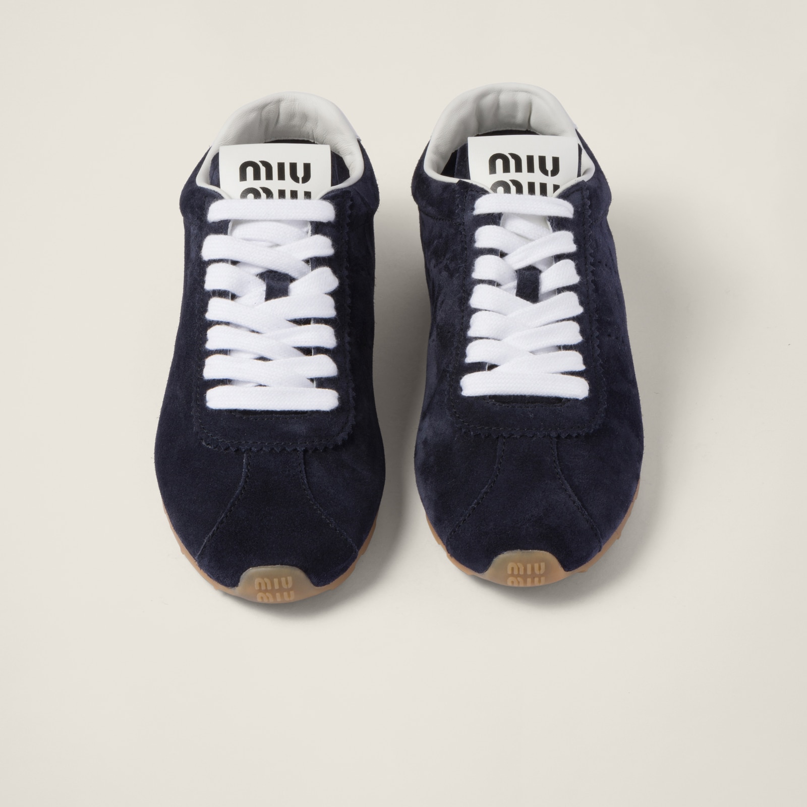 Navy Plume Suede Sneakers | Miu Miu