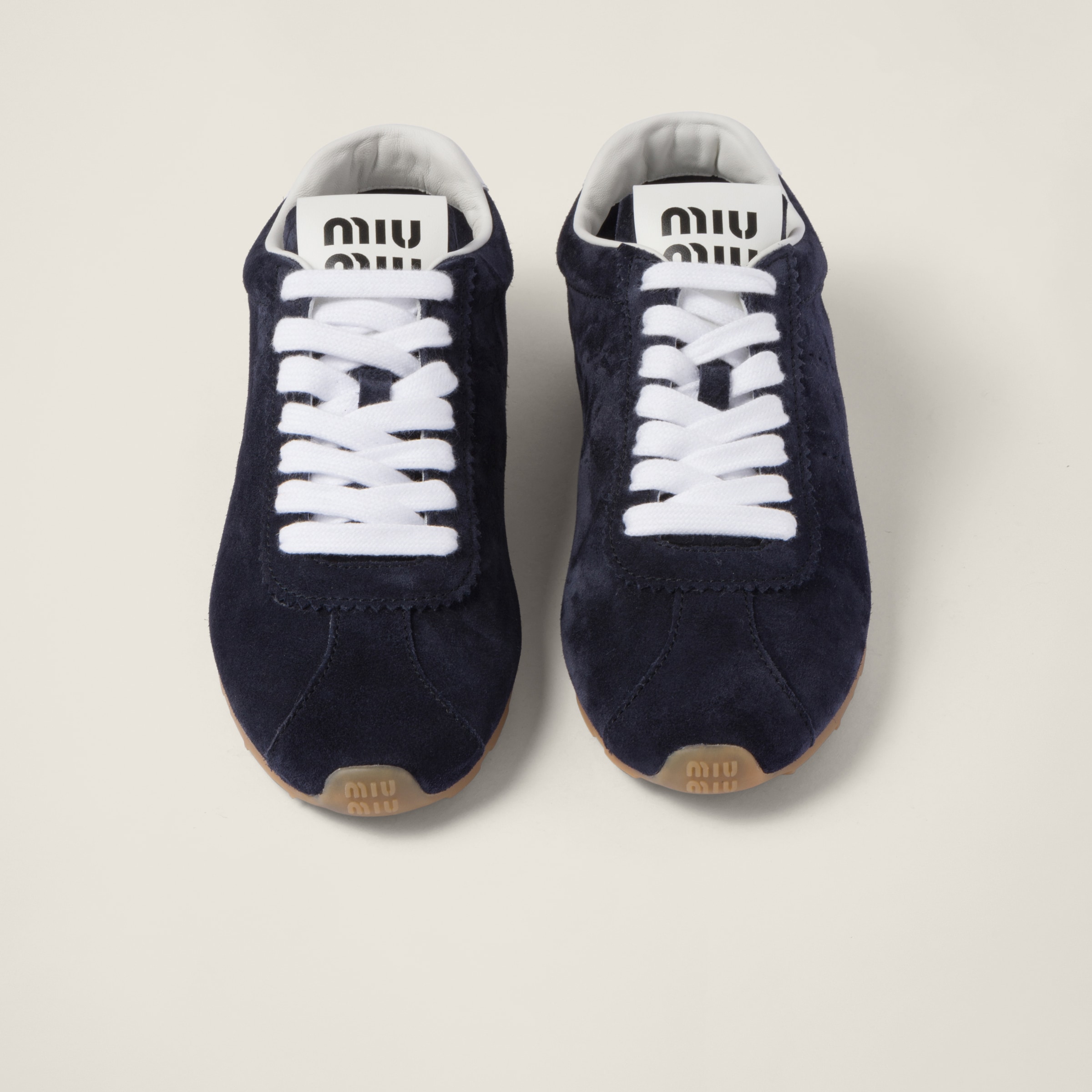 Navy Plume Suede Sneakers | Miu Miu