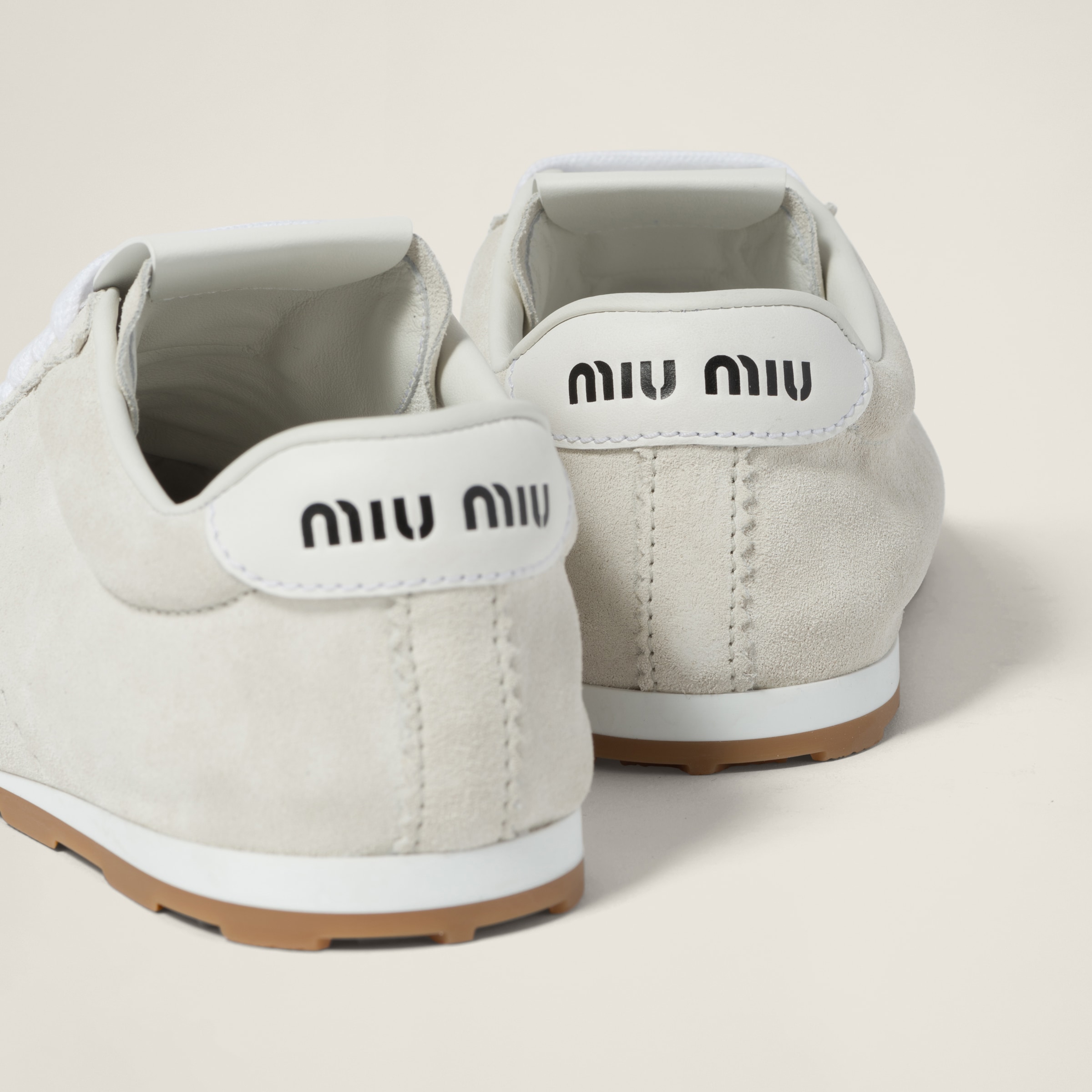 White Plume Suede Sneakers | Miu Miu - Australia