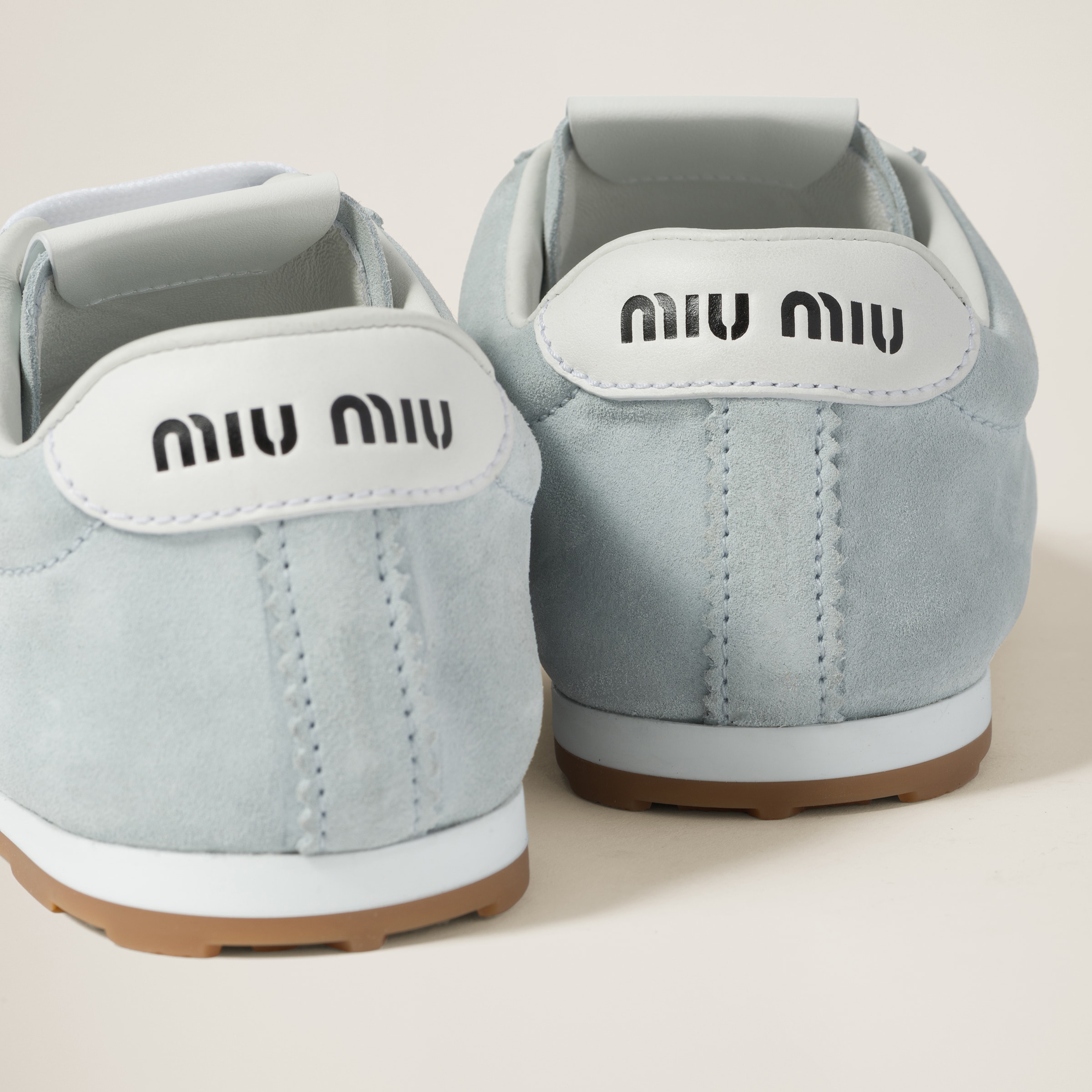 Sky Blue Plume Suede Sneakers | Miu Miu