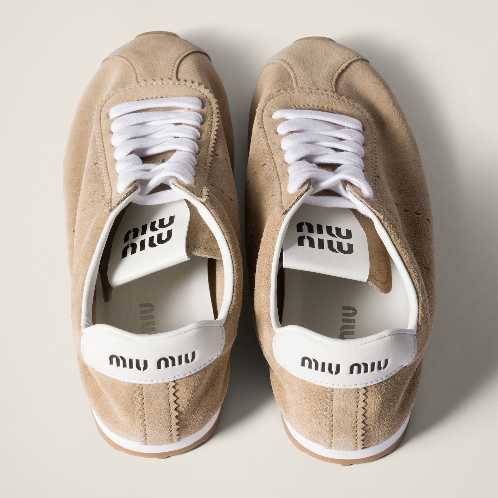 Baskets En Suède Plume Beige Désert | Miu Miu