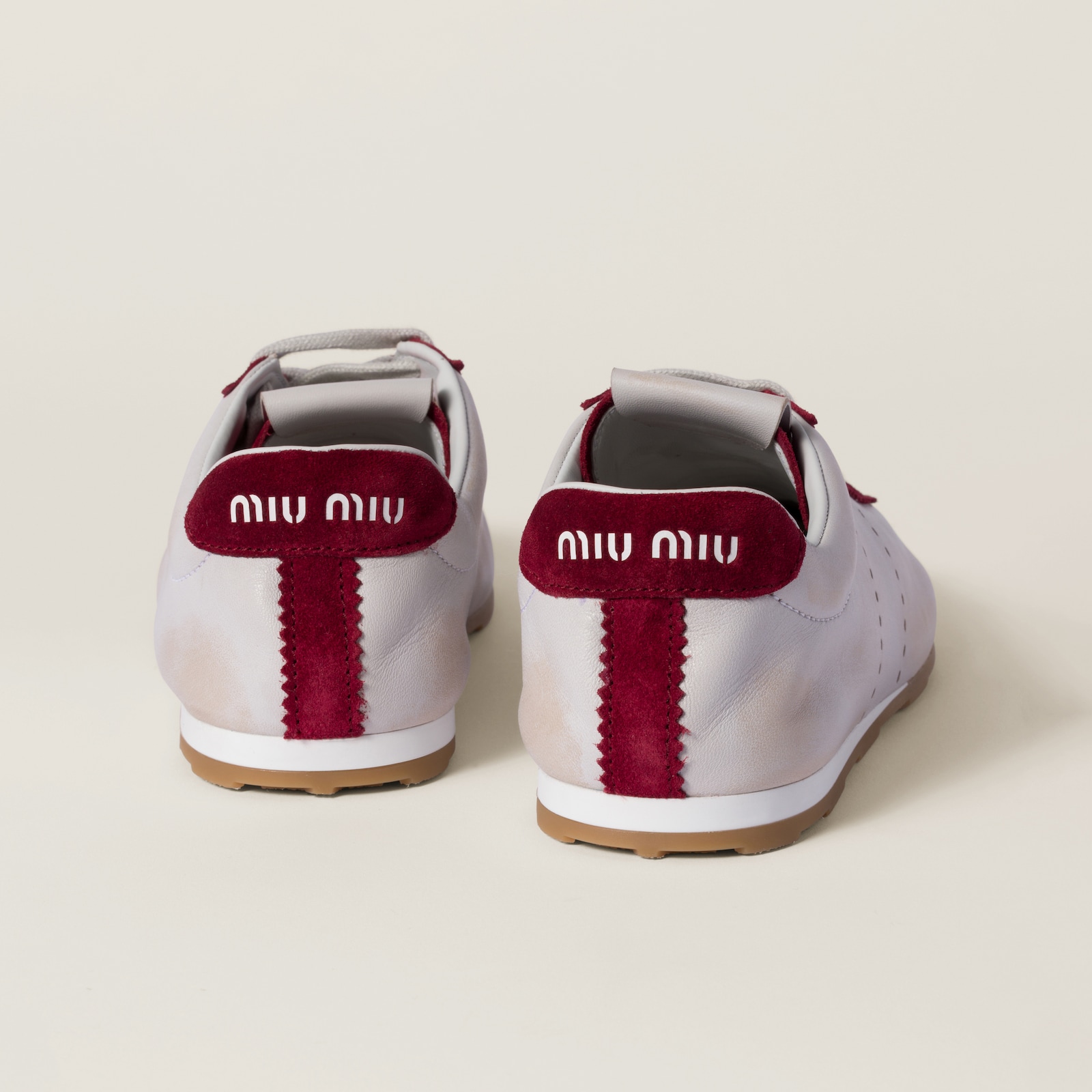 Zapatillas Plume De Napa Y Ante Blanco/cereza | Miu Miu
