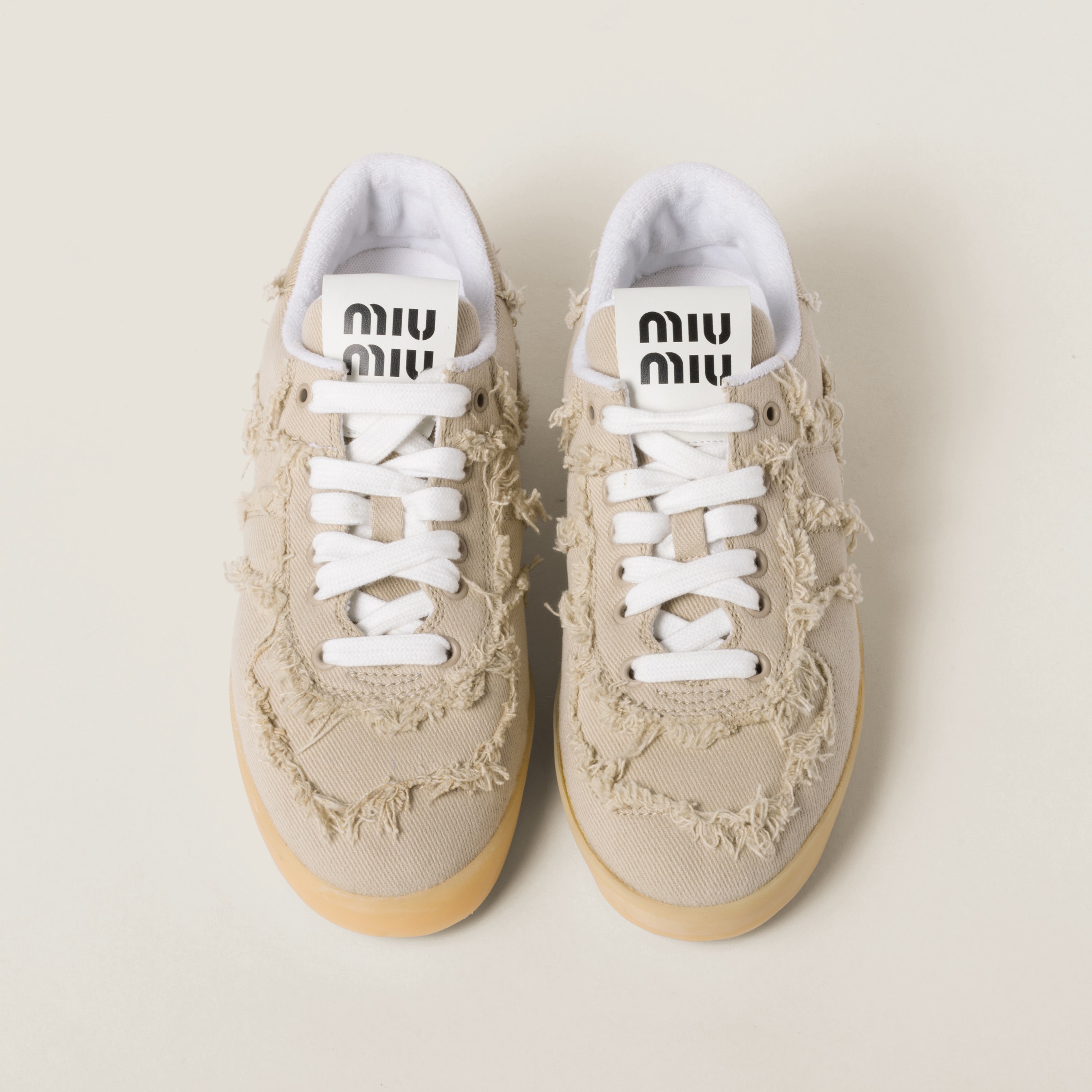 Colonial Beige Denim Sneakers | Miu Miu