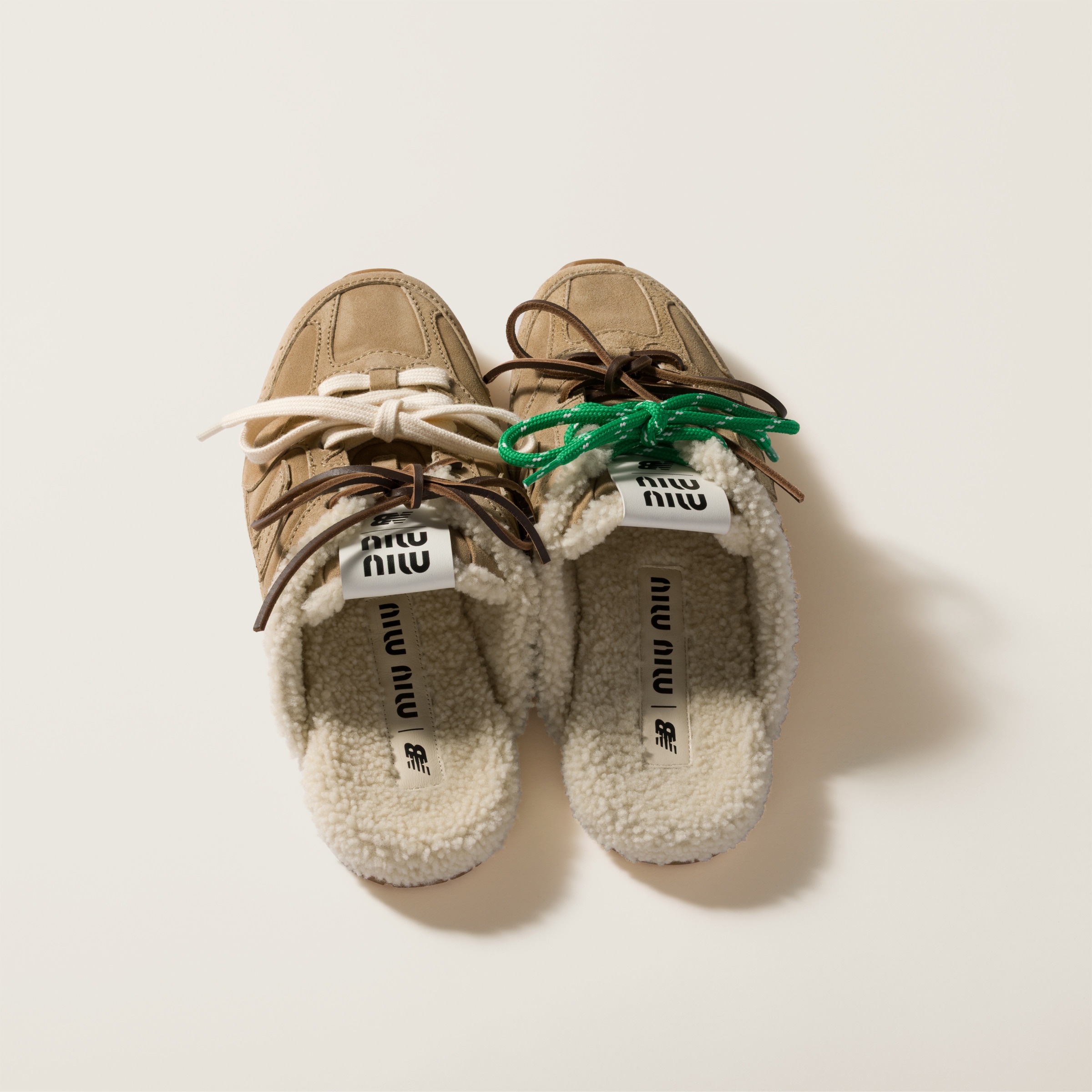 Ecru New Balance X Miu Miu 530 Sl Bleached Suede Sneaker Mules | Miu Miu