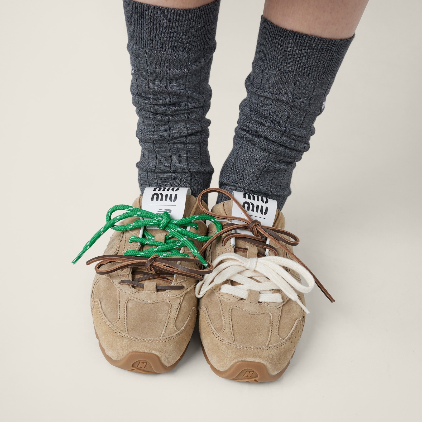 Ecru New Balance X Miu Miu 530 Sl Faded Suede Mules | Miu Miu