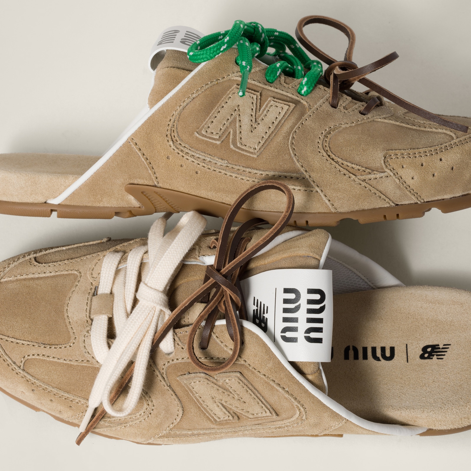 Ecru New Balance X Miu Miu 530 Sl Faded Suede Mules | Miu Miu