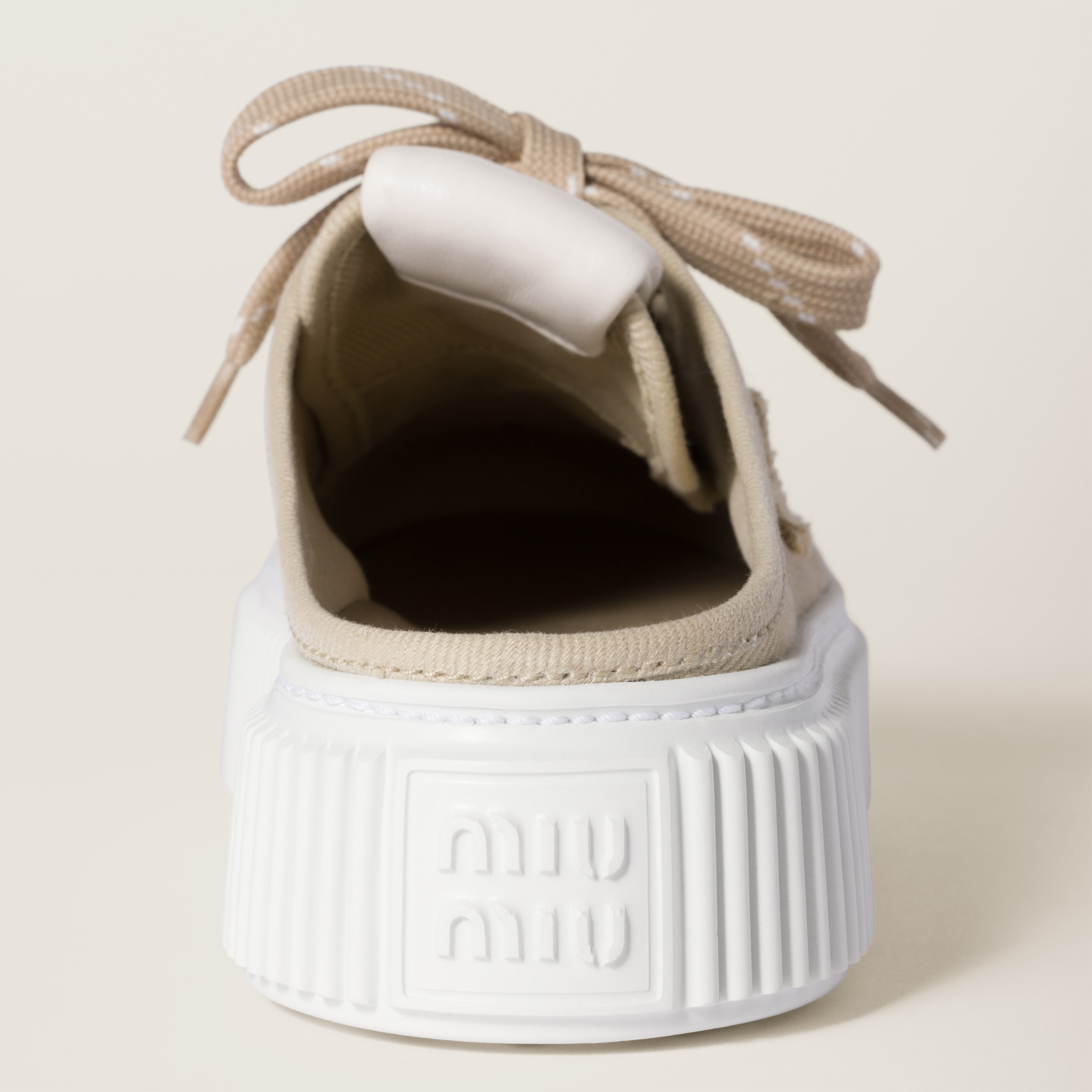 Colonial Beige Denim Sneaker Mules | Miu Miu