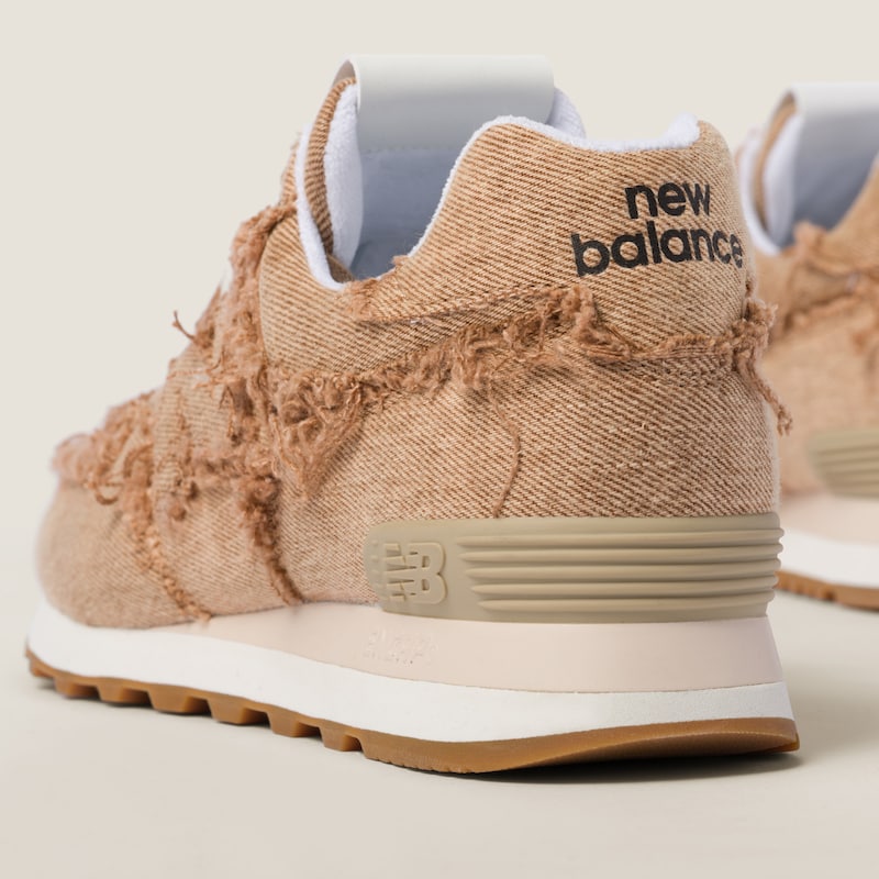 Cognac New Balance 574 X Miu Miu Marbleized Denim Sneakers | Miu Miu