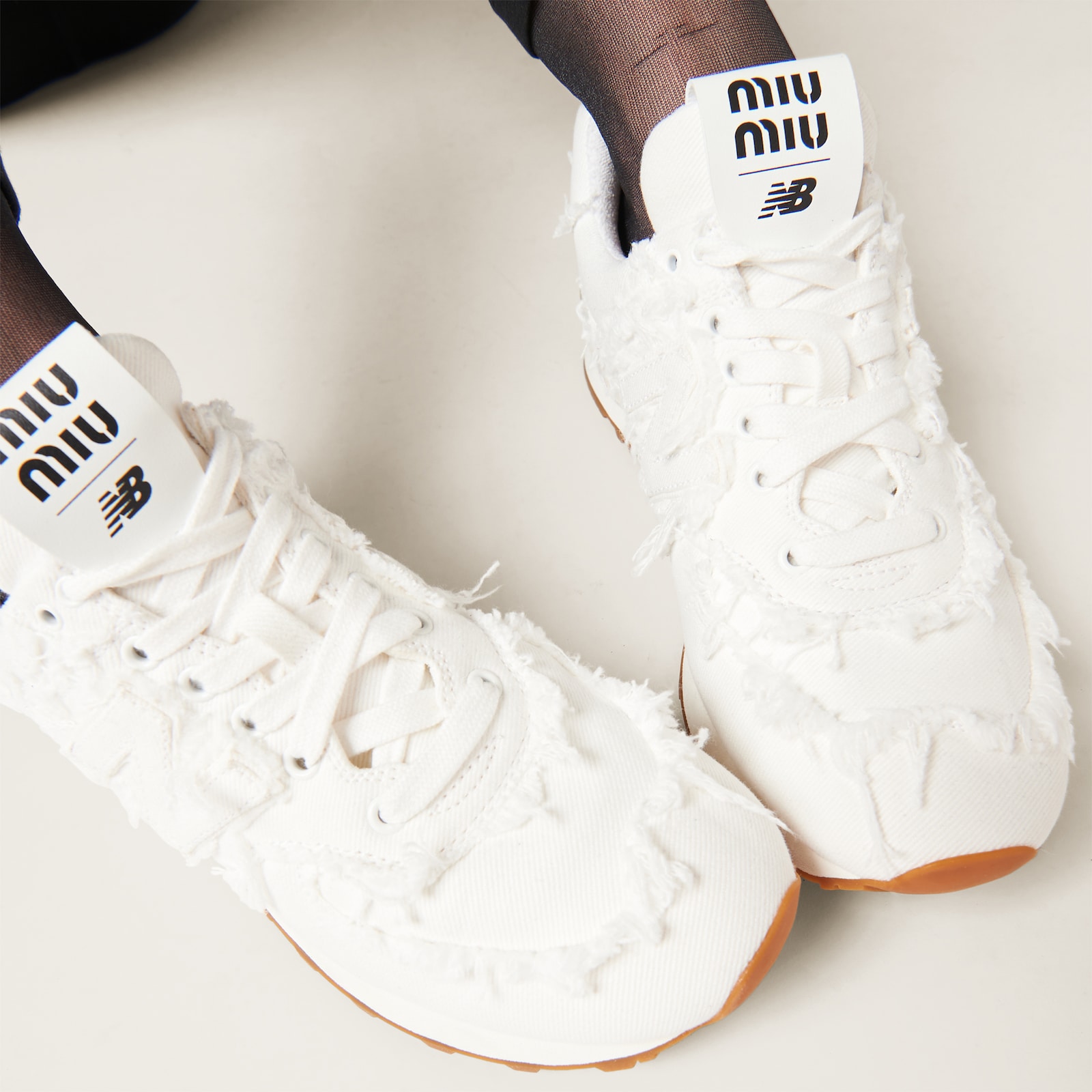 Baskets 574 New Balance X Miu Miu En Denim Blanc | Miu Miu