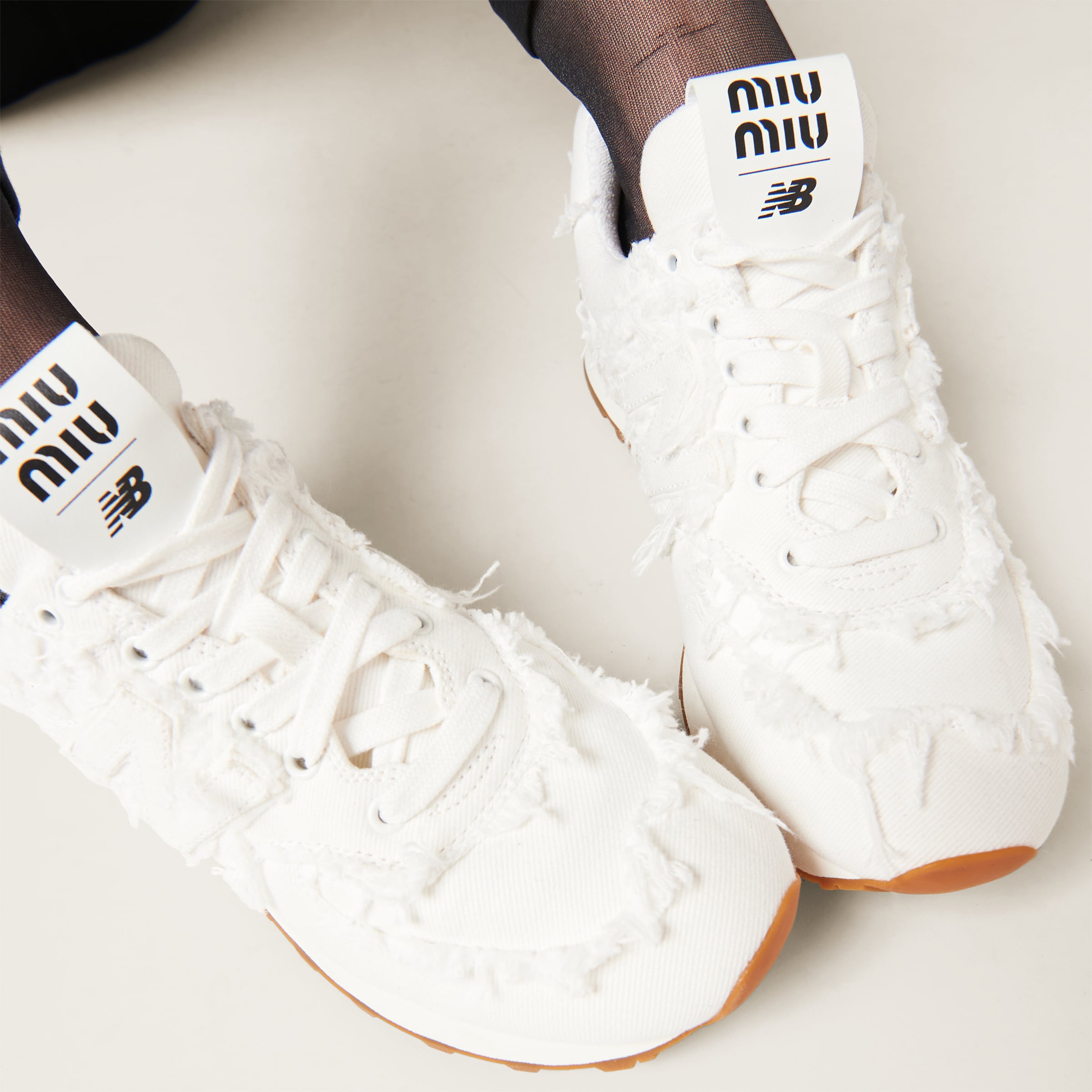 Baskets 574 New Balance X Miu Miu En Denim Blanc | Miu Miu