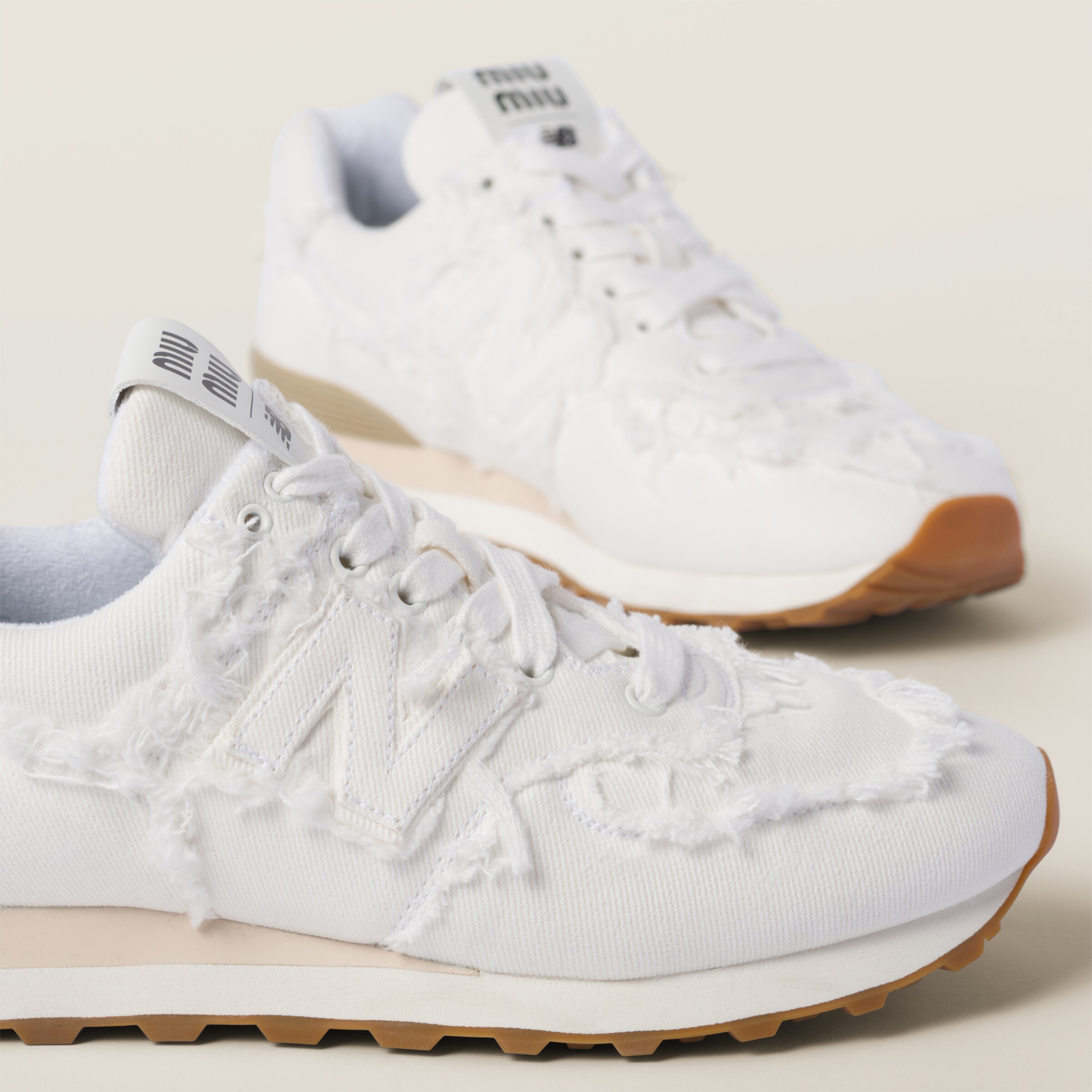 Baskets 574 New Balance X Miu Miu En Denim Blanc | Miu Miu