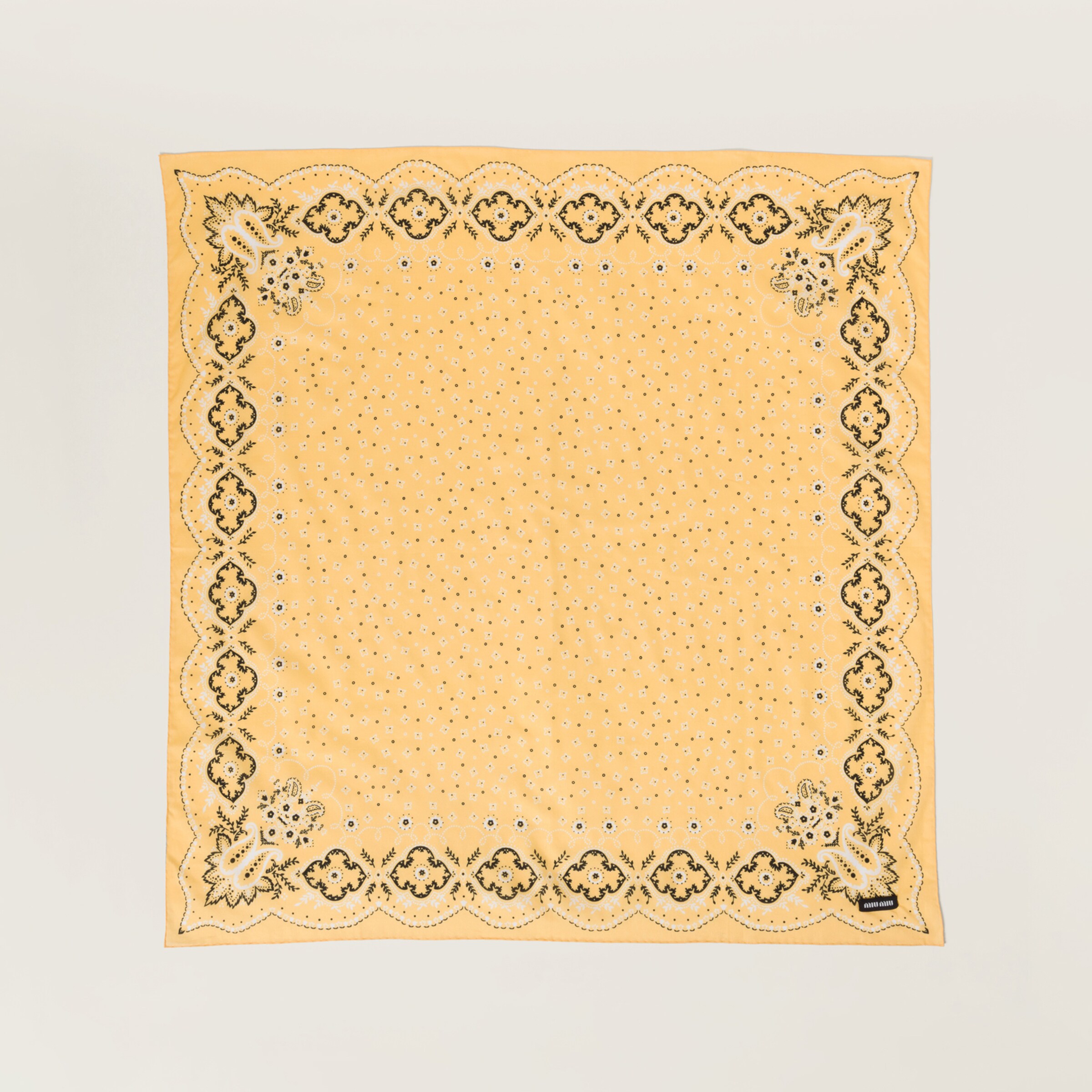 Sunny Yellow Printed Cotton Poplin Scarf | Miu Miu