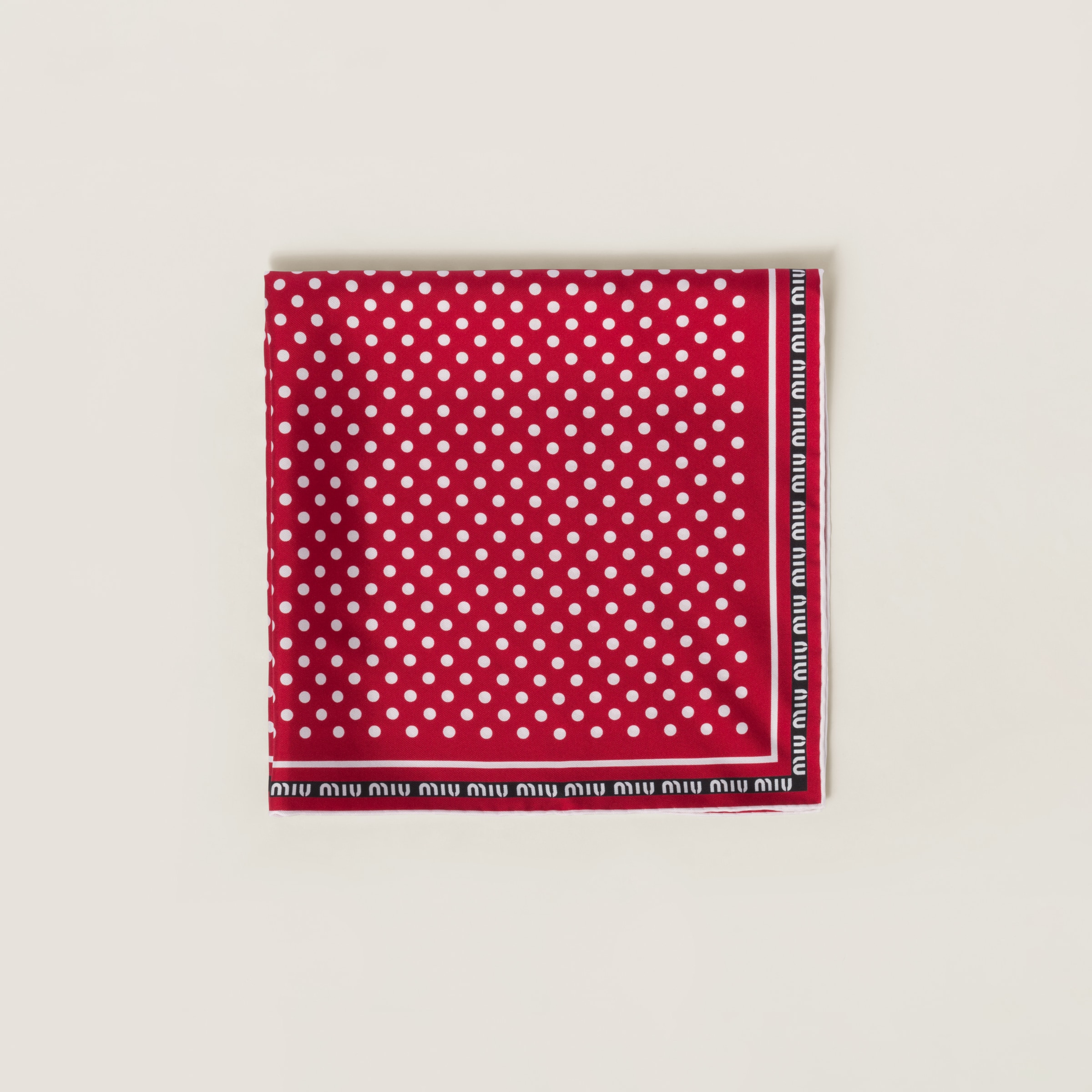 Red/black Printed Twill Scarf | Miu Miu