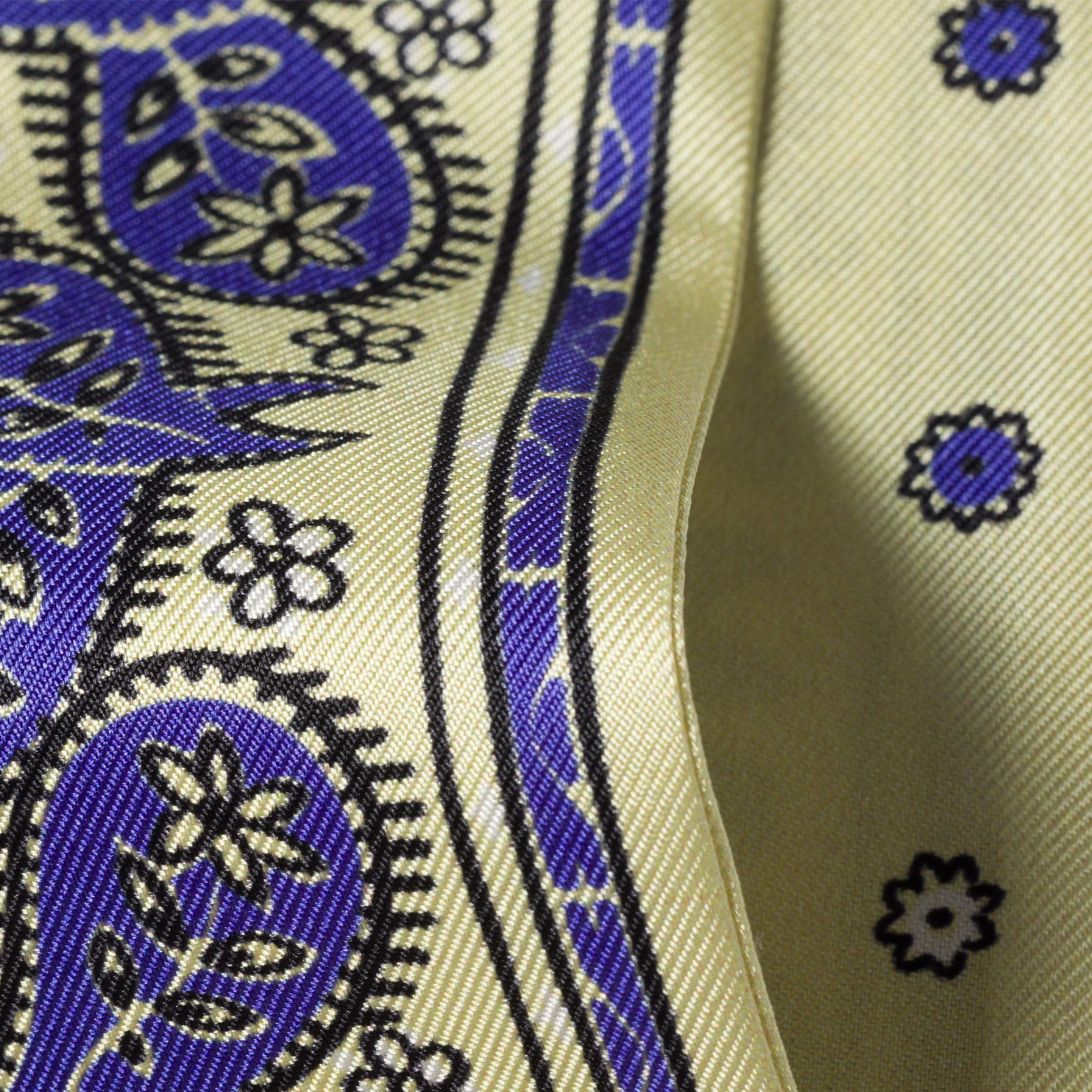 Pollen Yellow/royal Blue Printed Twill Scarf | Miu Miu - Japan